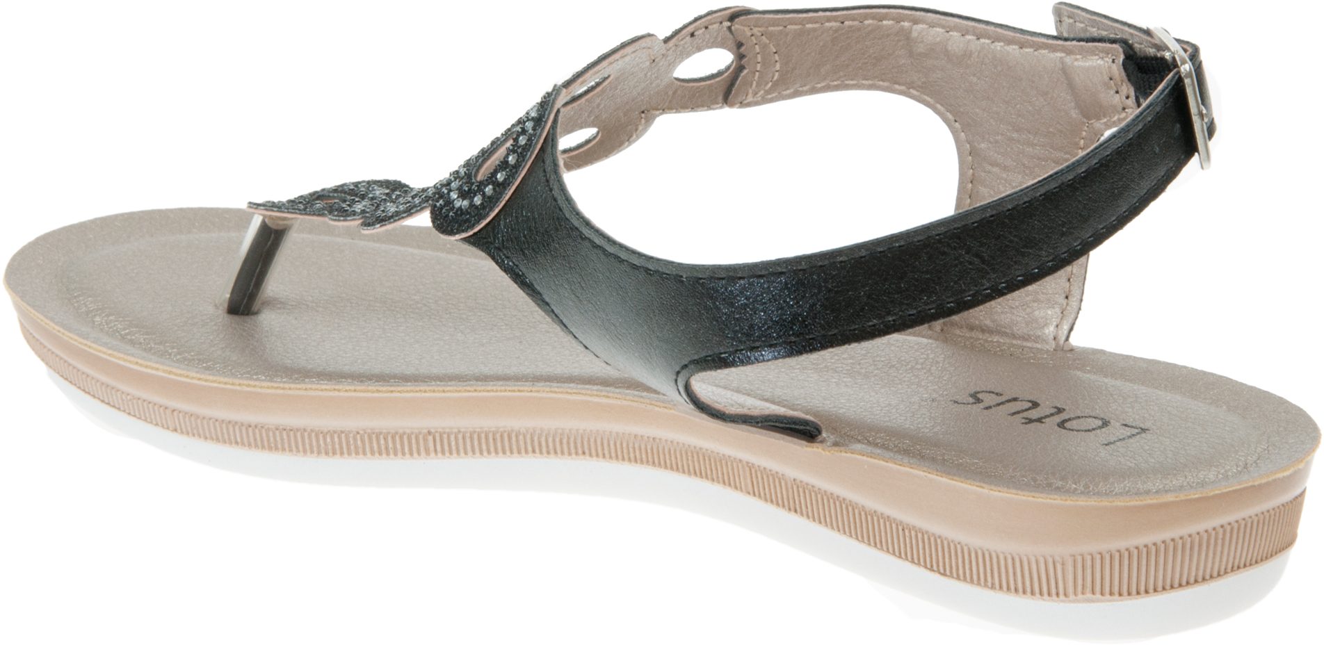 Lotus Milan Black ULP094BB - Toe Post Sandals - Humphries Shoes