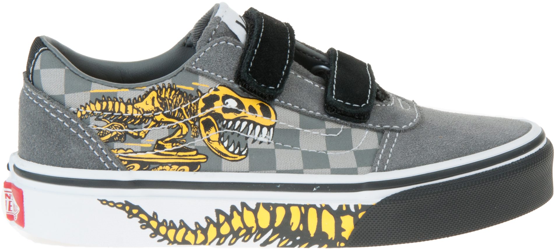 Vans Kids Ward Velcro Pewter Checkerboard / Dino Bonez VN0A4BUD2AU1 ...