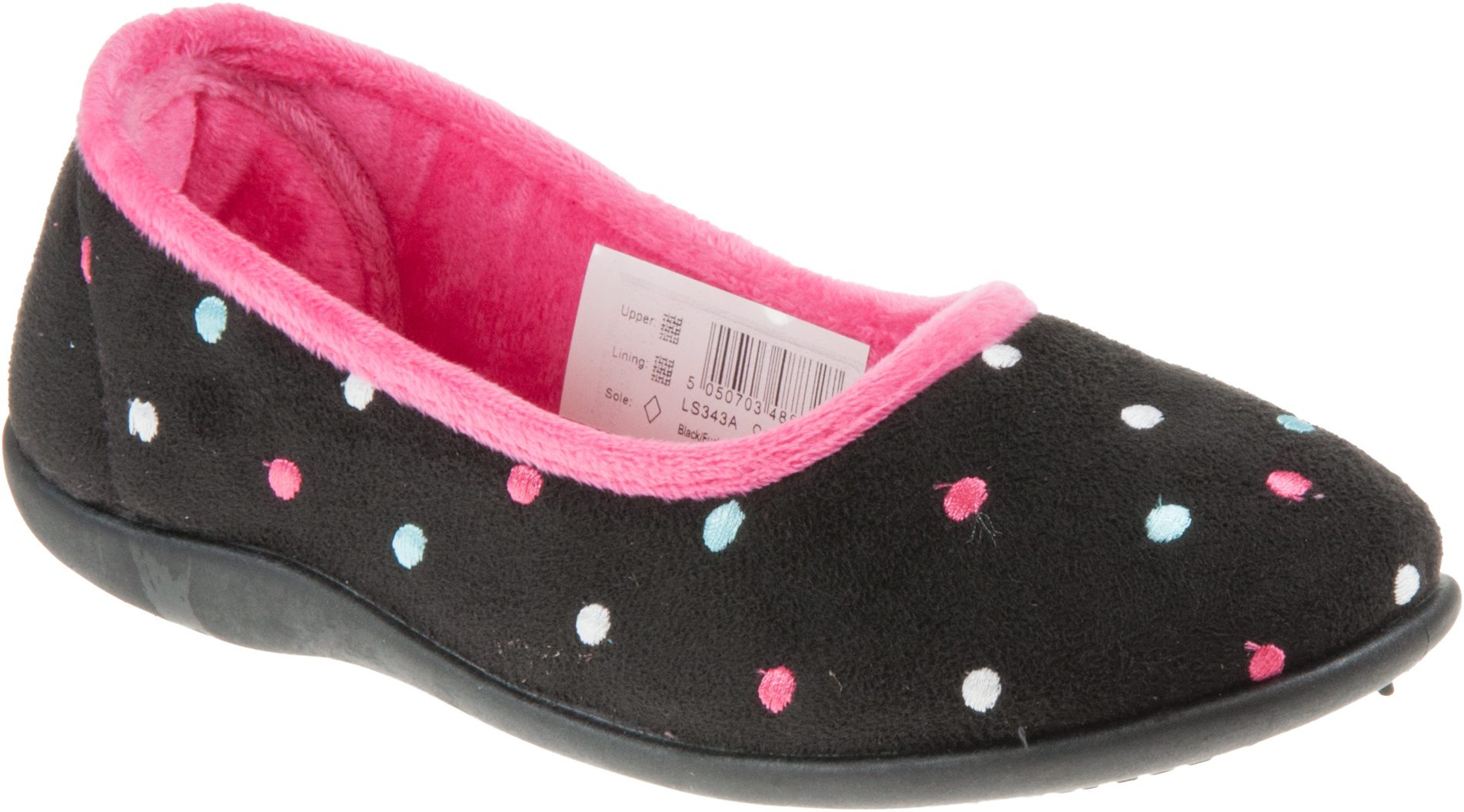 Sleepers Isla Black / Fuschsia LS343A - Ballerina Slippers - Humphries ...