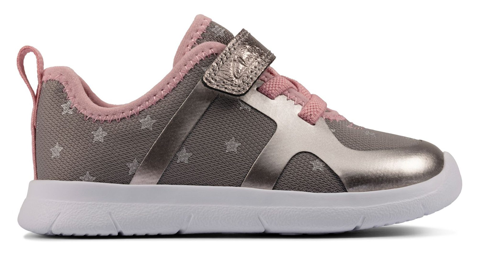 Clarks Ath Flux Toddler Pewter 26151553 - Girls Trainers - Humphries Shoes