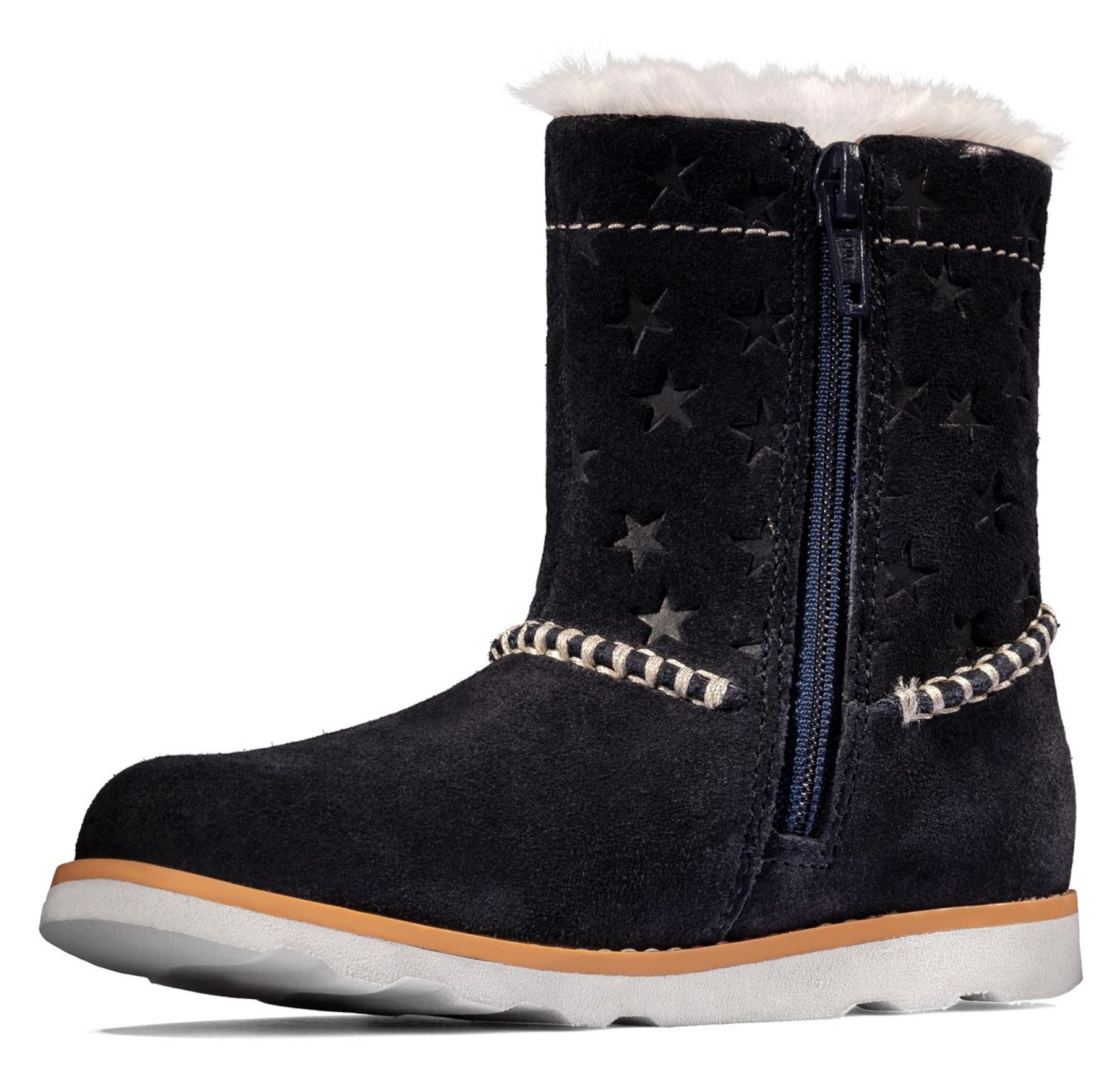 Clarks Crown Piper Toddler Navy Suede 26151578 - Girls Boots ...