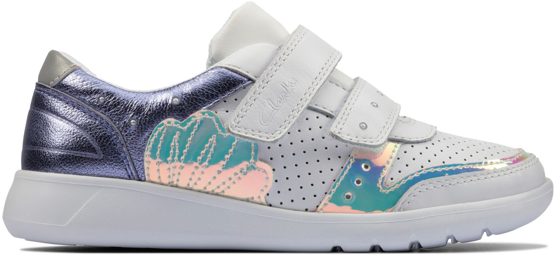 Clarks Scape Shell Kid White Leather 26156769 - Girls Trainers ...