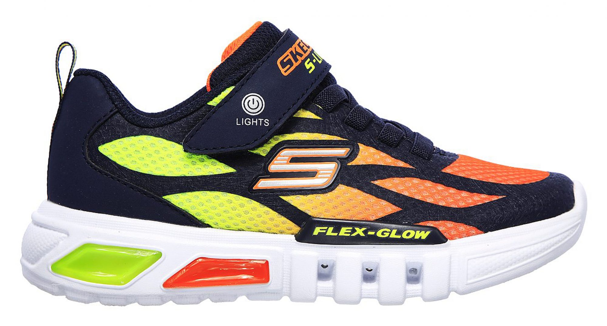 Skechers S Lights: Flex-Glow - Dezlo Navy / Orange 400016L NVOR - Boys ...