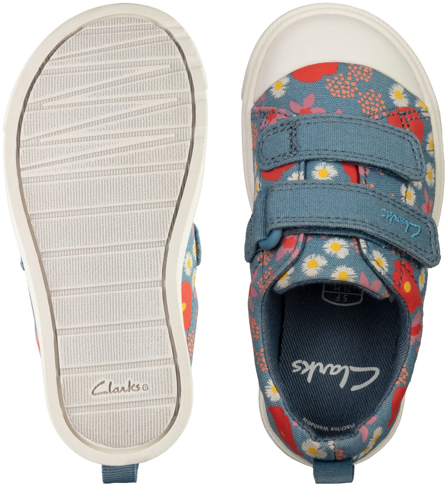 Clarks City Bright Toddler Blue Floral 26156505 - Girls Canvas Styles ...