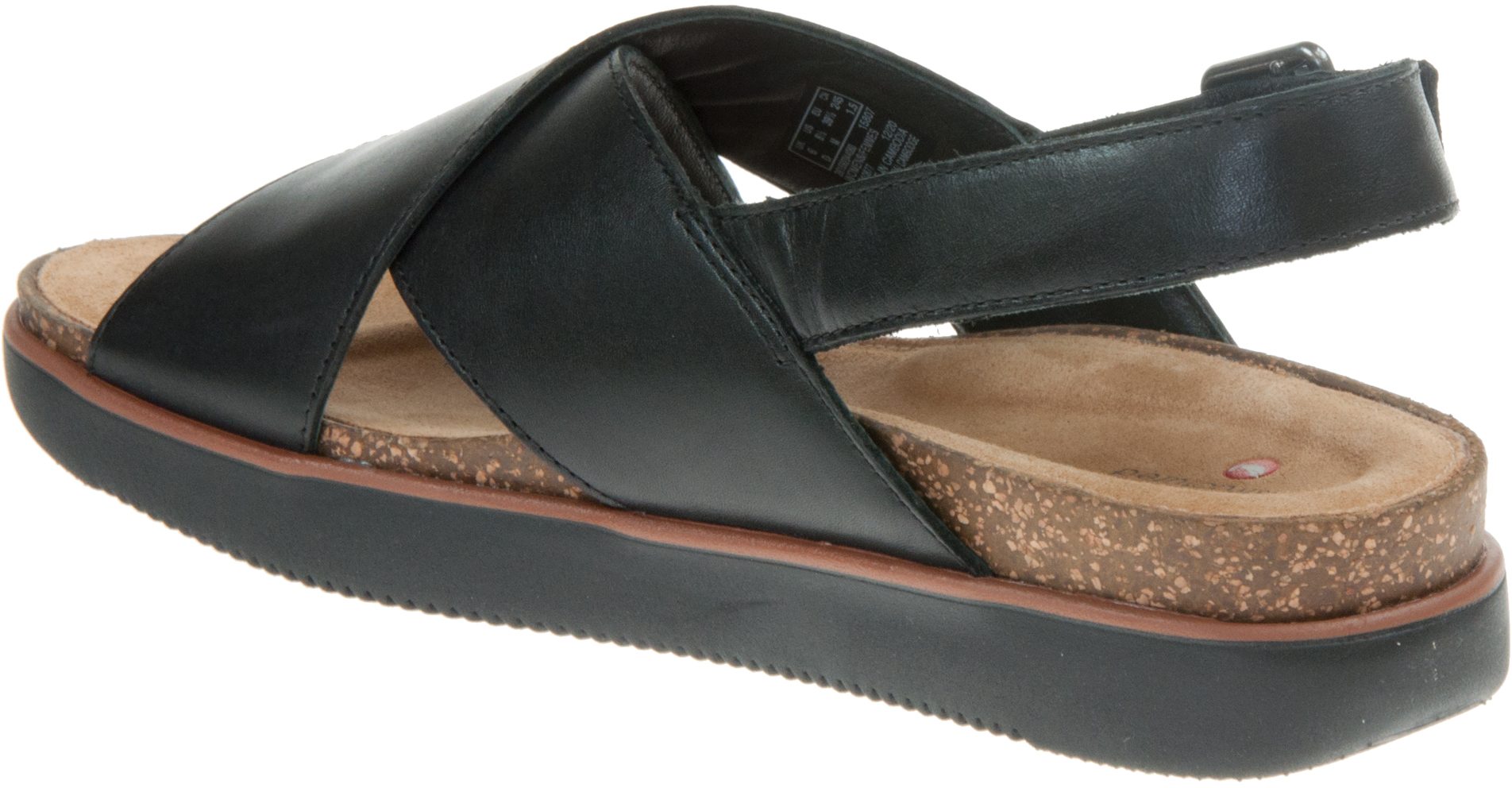 Clarks Elayne Cross Black Leather 26159234 - Full Sandals - Humphries Shoes