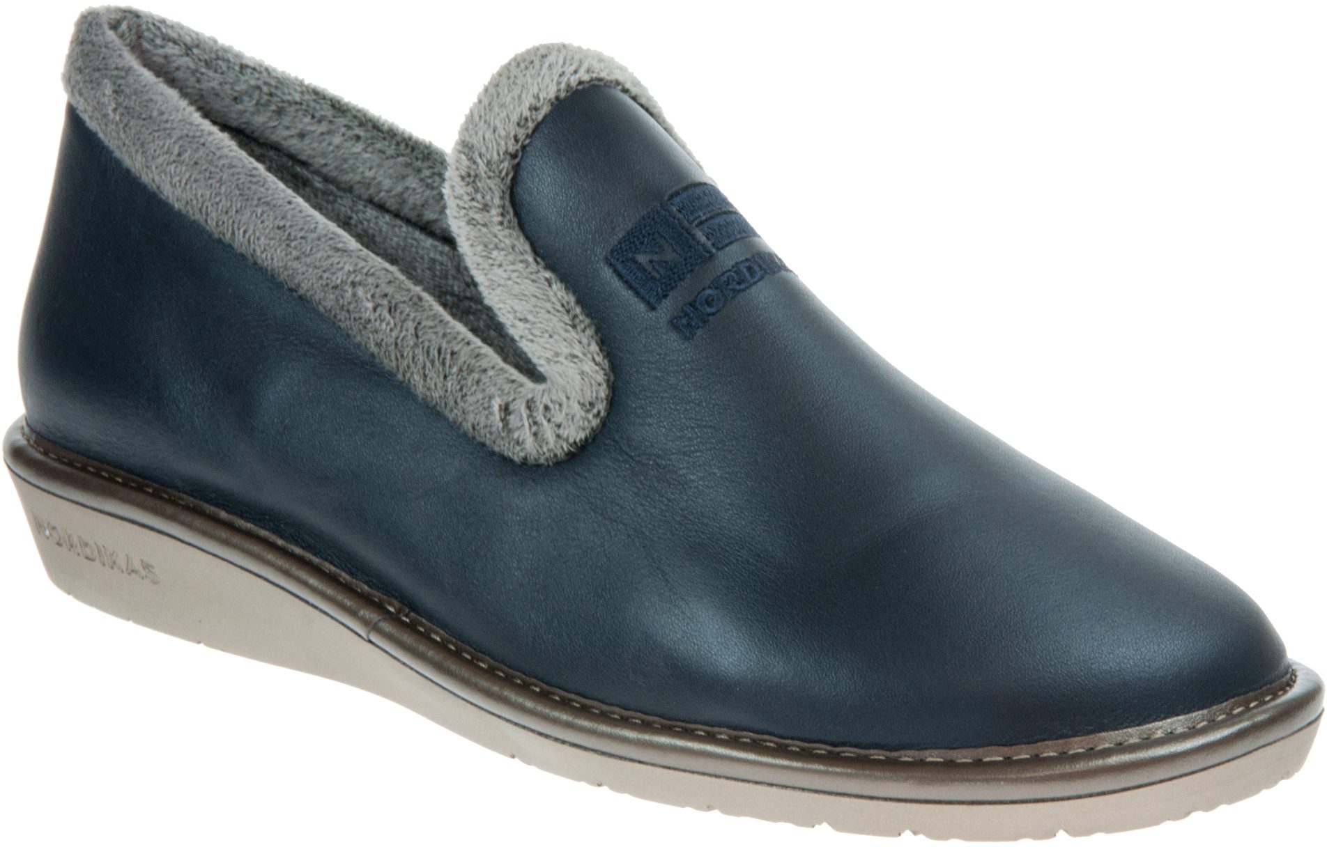 Nordikas 305 Navy Leather 305/4 - Full Slippers - Humphries Shoes