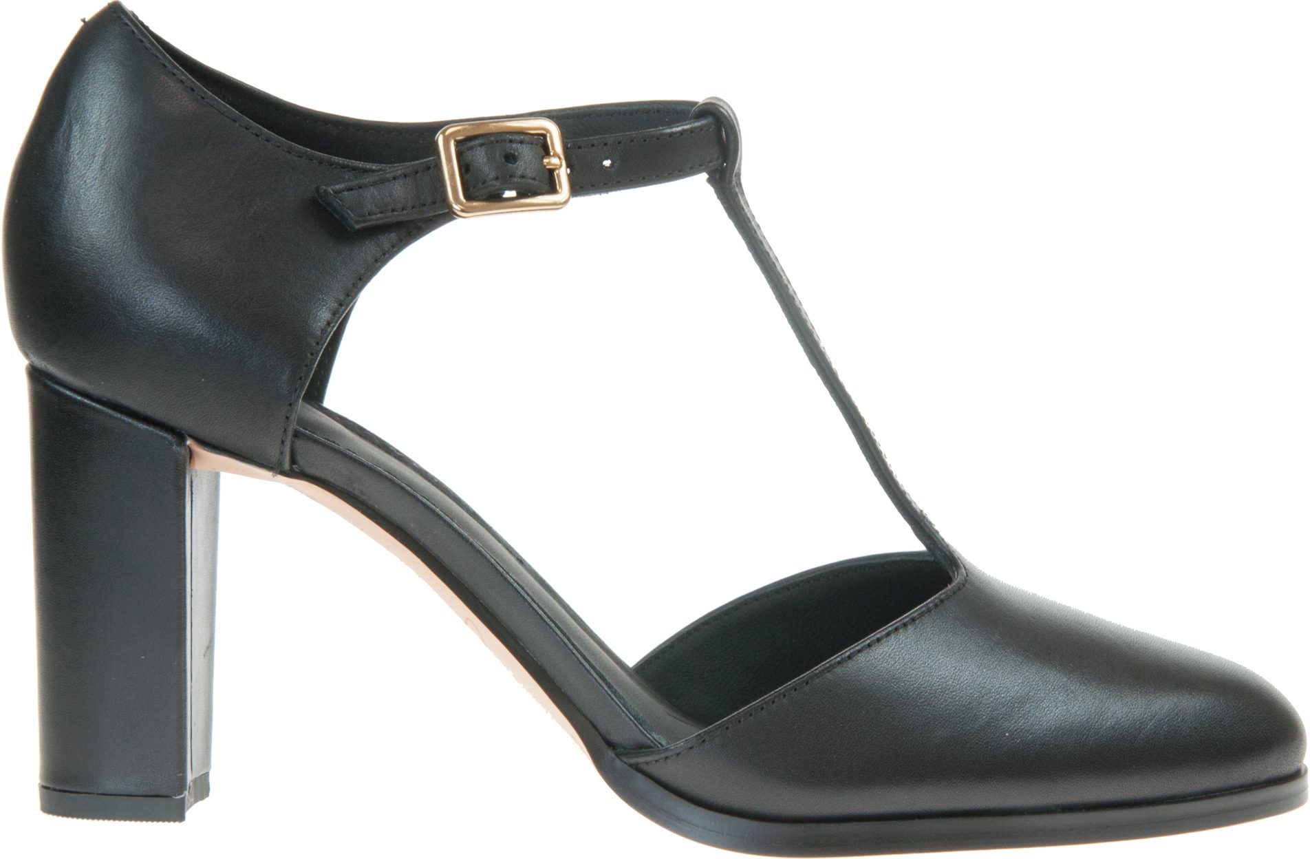 Clarks Kaylin 85 T Bar 2 Black Leather 26159501 - Court Shoes ...