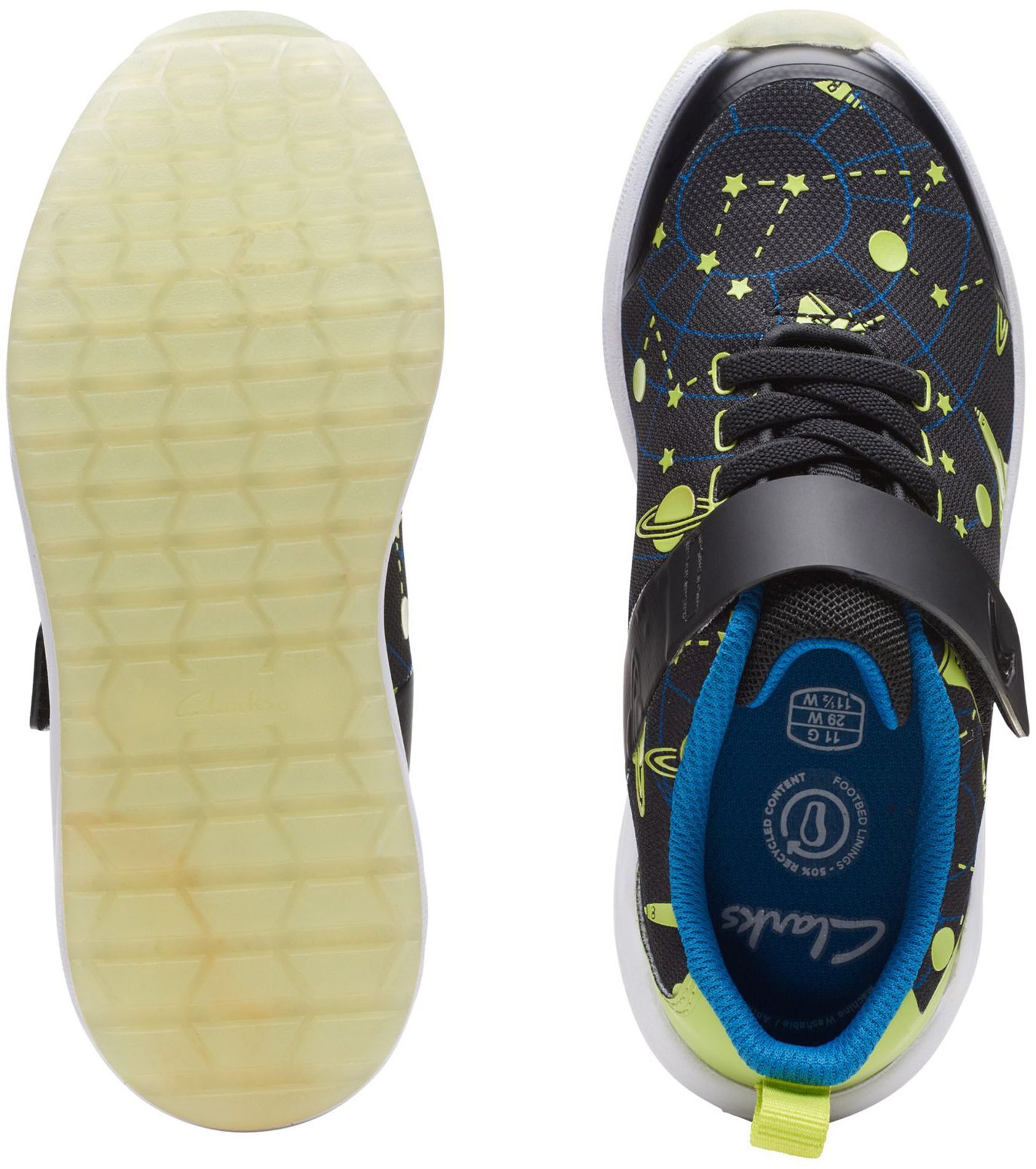 Clarks Aeon Cosmo Kid Black / Green 26164945 - Boys Trainers ...