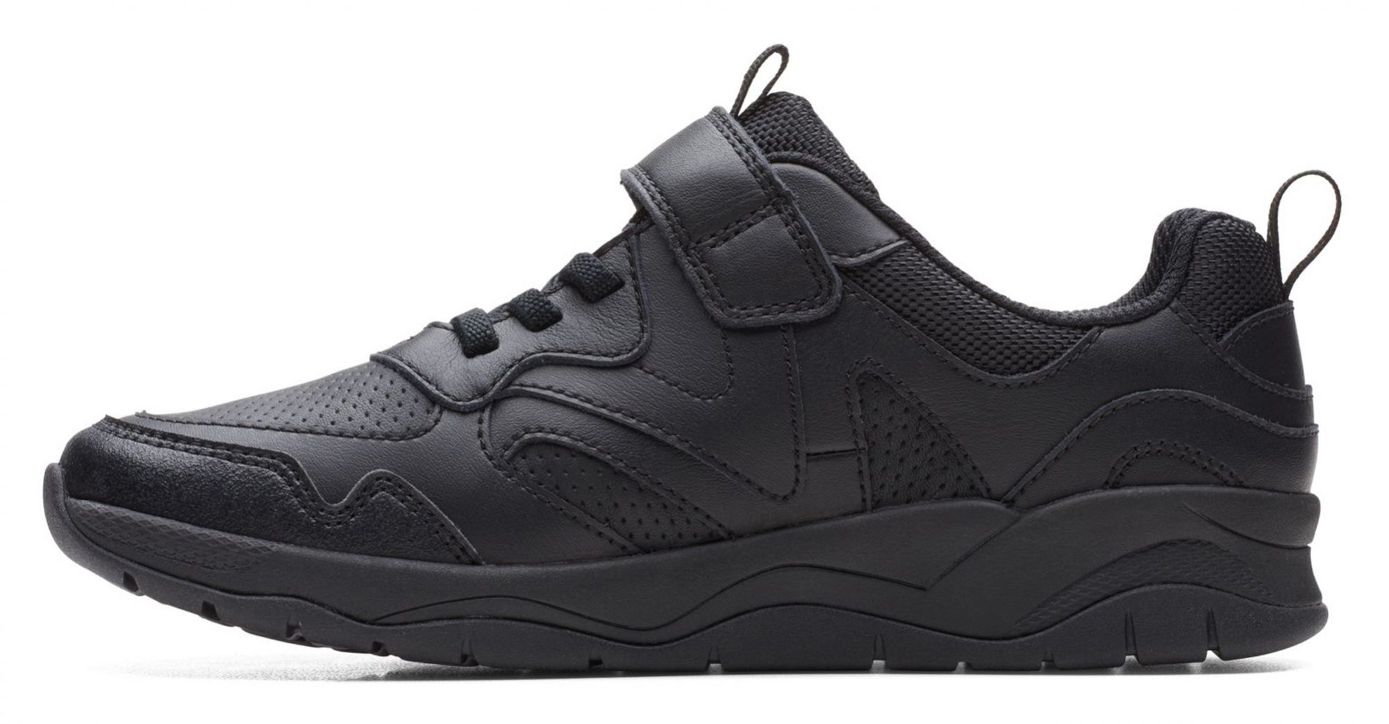 Clarks Clowder Sprint Older Black Leather 26166170 - Boys Trainers ...