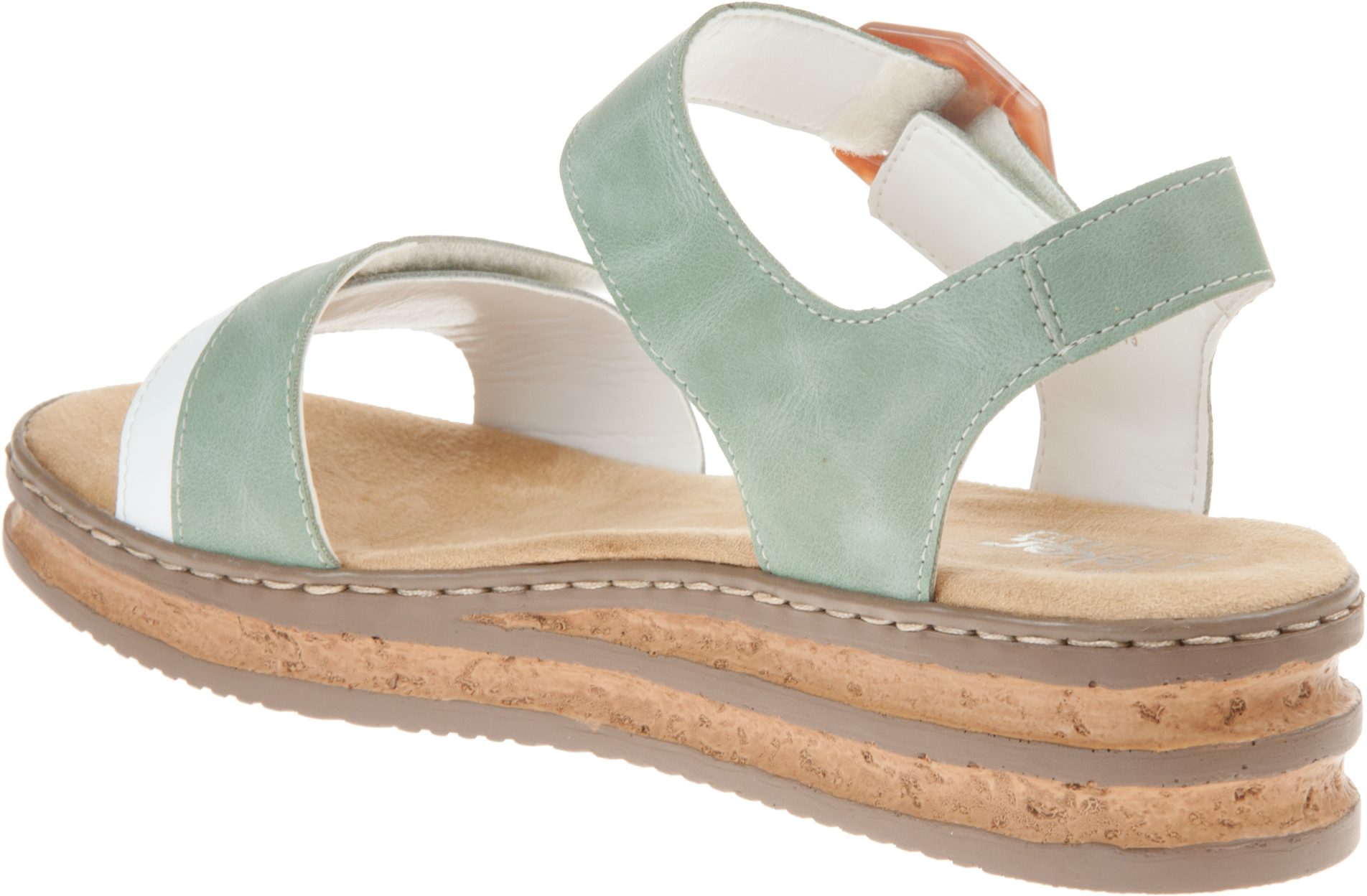 Rieker Regina White / Mint 62963-52 - Full Sandals - Humphries Shoes