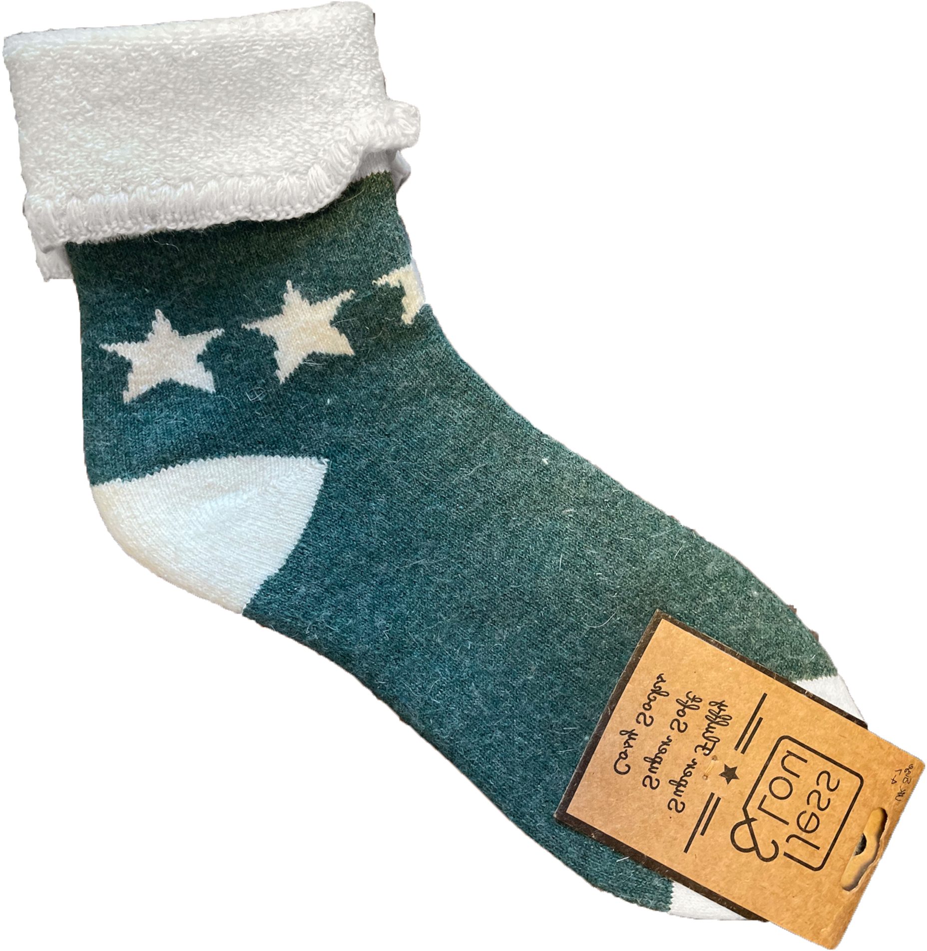 Jess & Lou Star Border Cuff Green S108 GN - Socks - Humphries Shoes