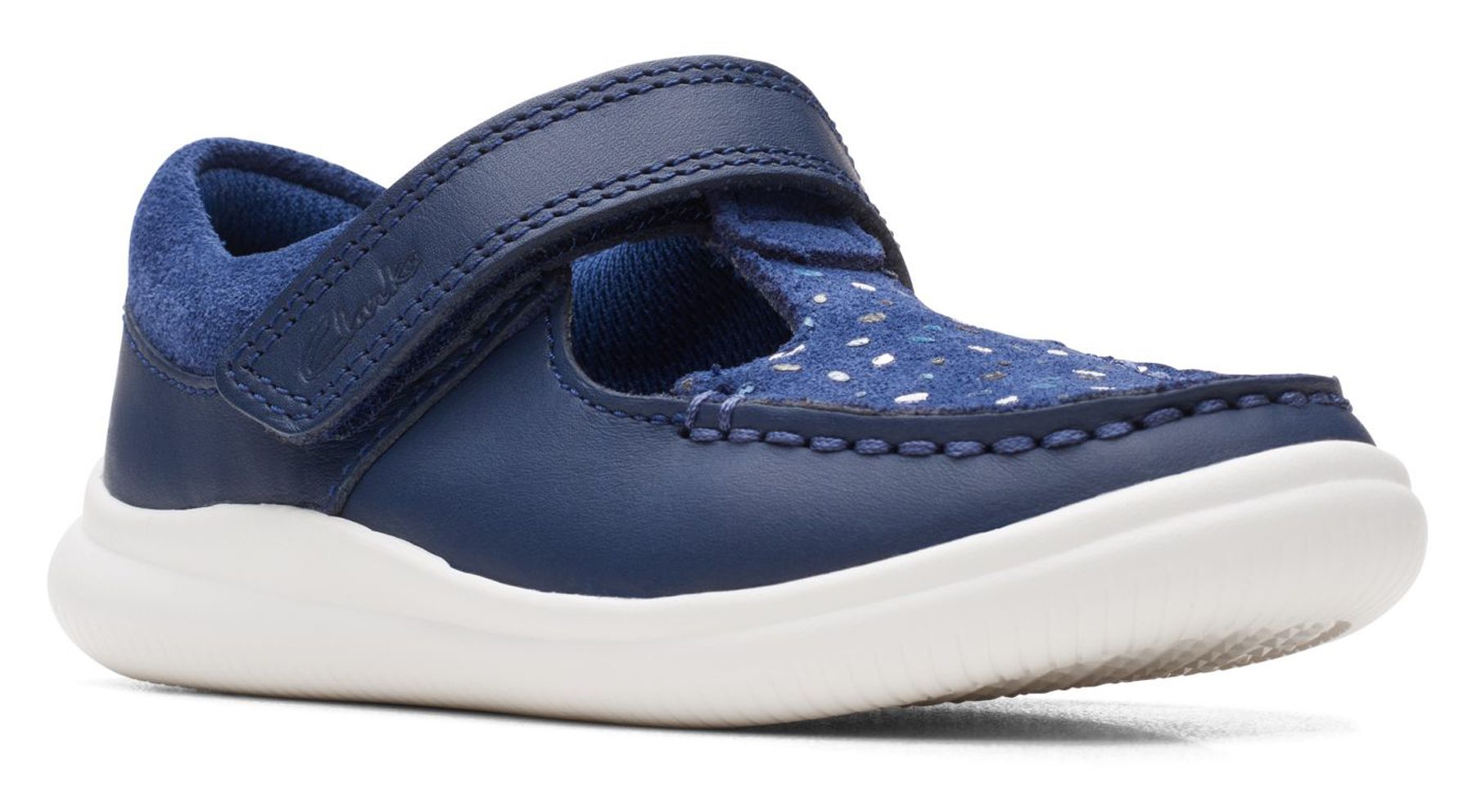 Clarks Crest Moc Kid Dark Blue Leather 26164819 - Girls Shoes ...