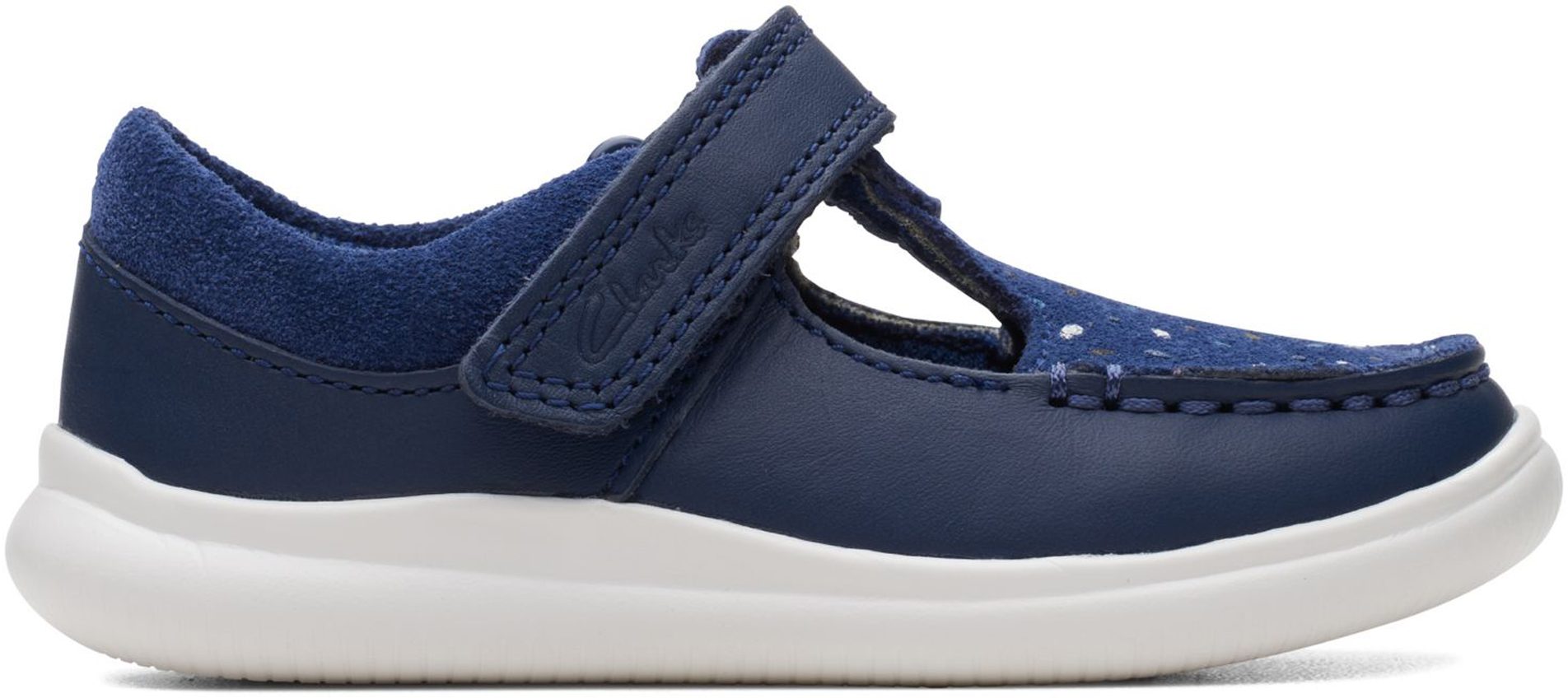 Clarks Crest Moc Toddler Dark Blue Leather 26164826 - Girls Shoes ...