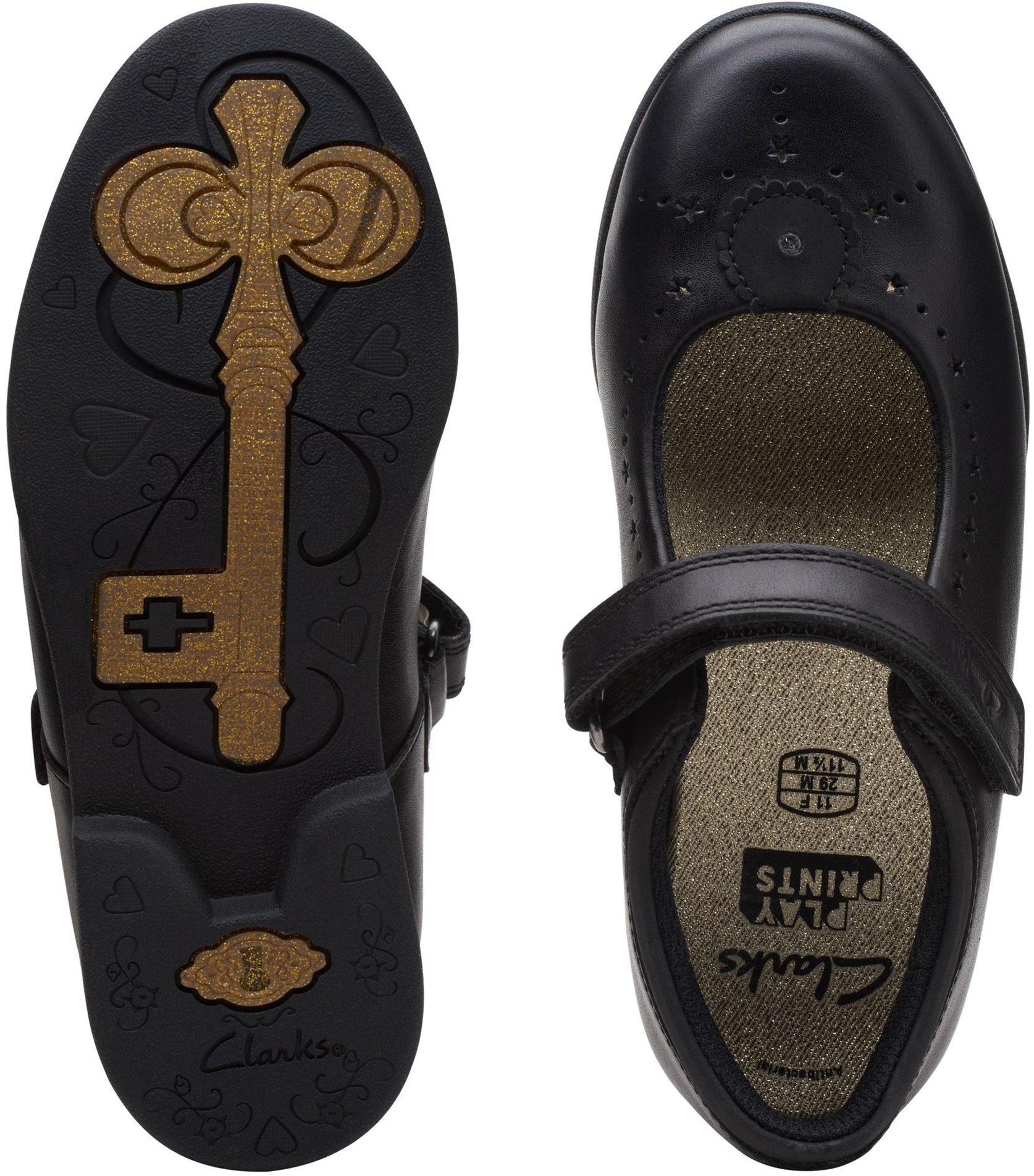 Clarks Magic Step Bar Kid Black Leather 26169708 - Girls School Shoes ...