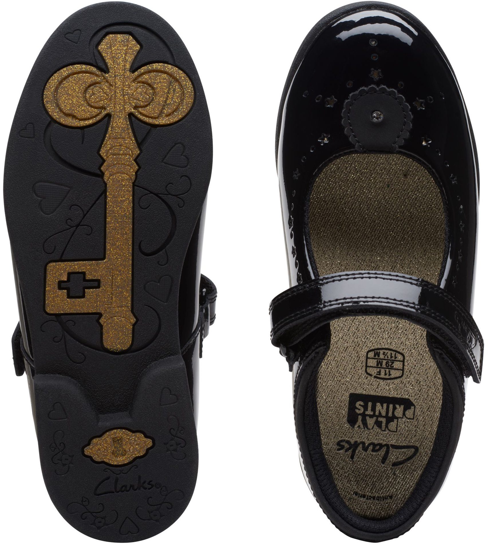 Clarks Magic Step Bar Kid Black Patent 26169709 - Girls School Shoes ...
