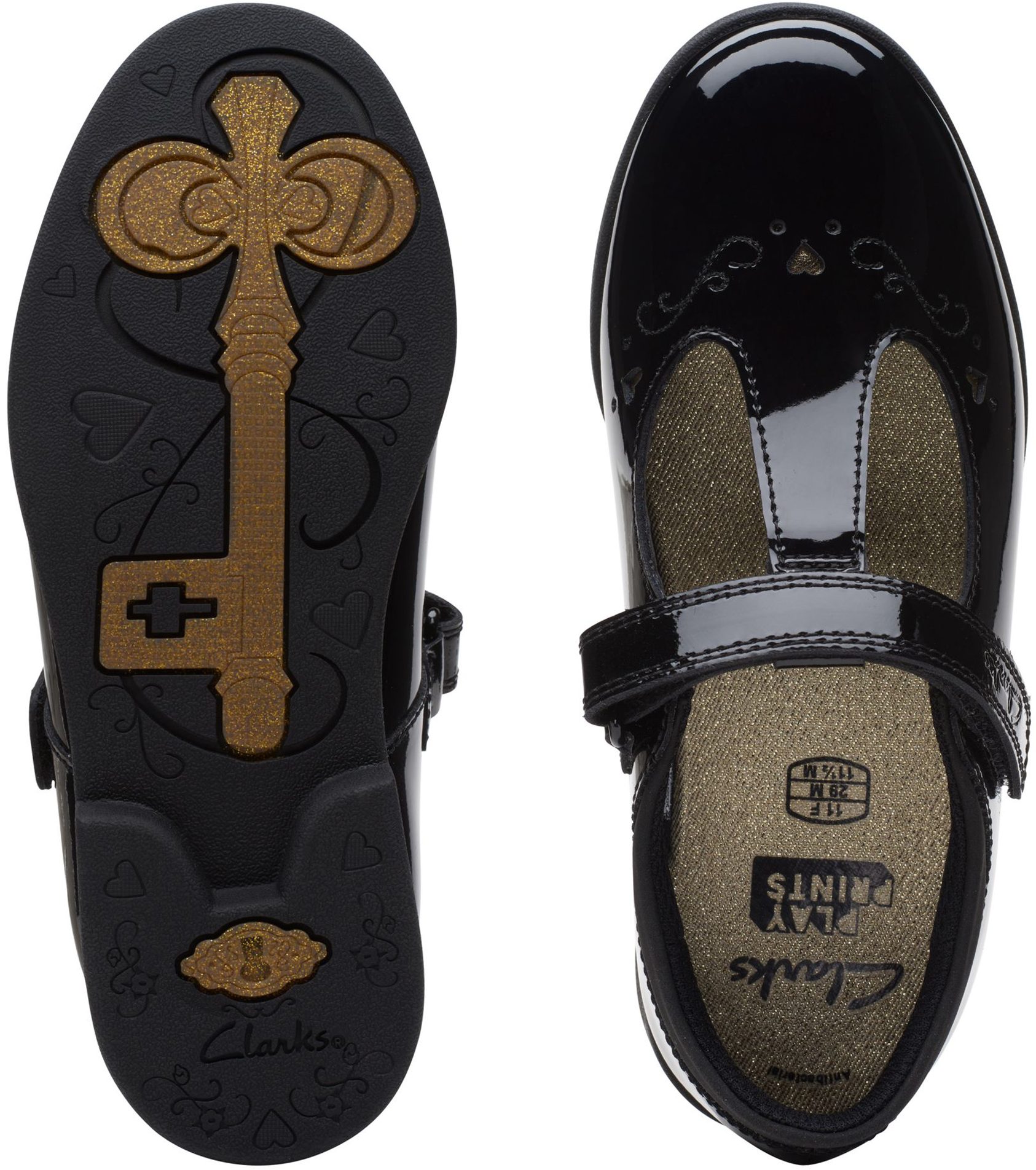 Clarks Magic Step Lo Kid Black Patent 26169451 - Girls School Shoes ...