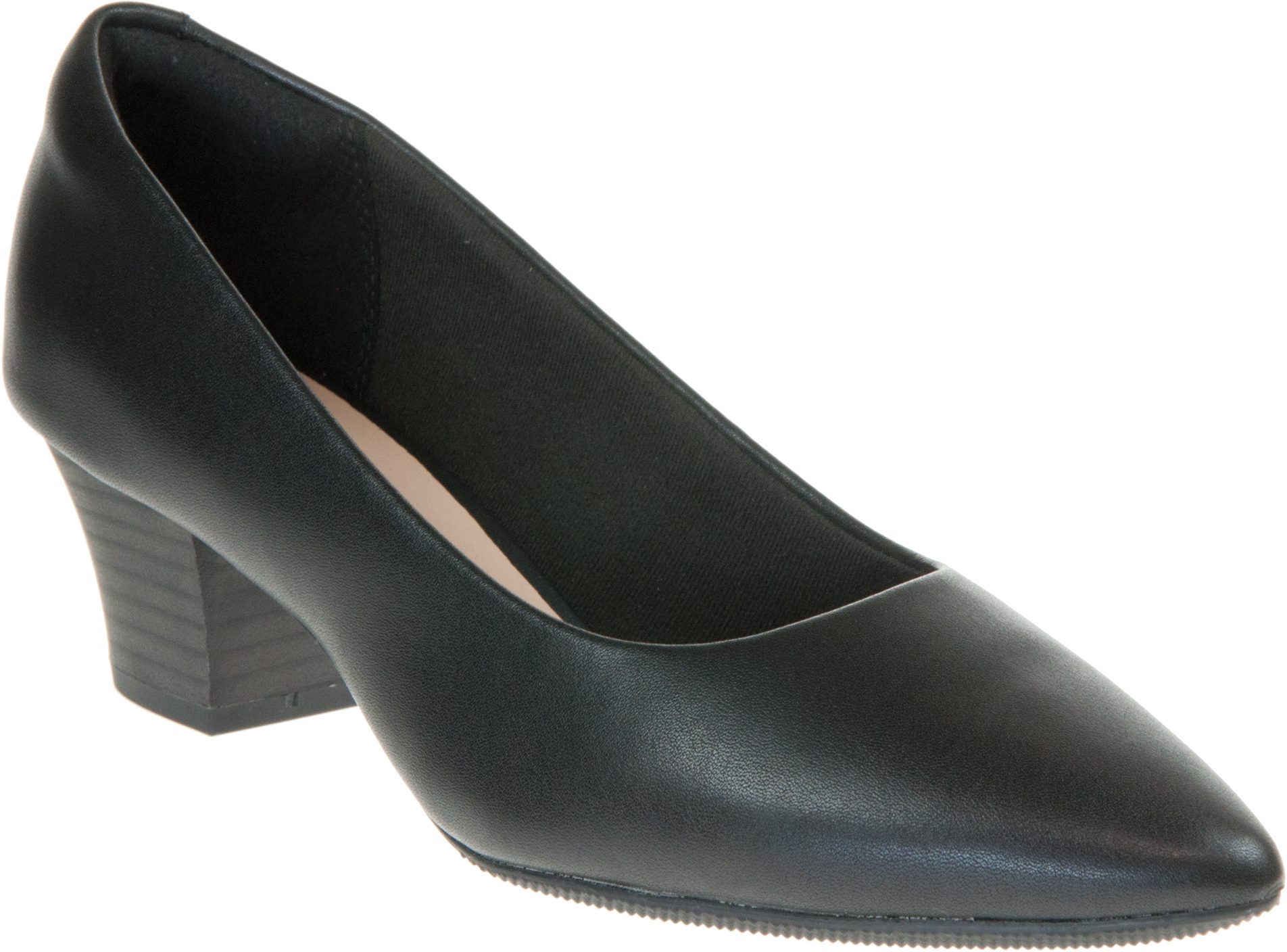 Clarks Teresa Step Black Leather 26167386 - Court Shoes - Humphries Shoes