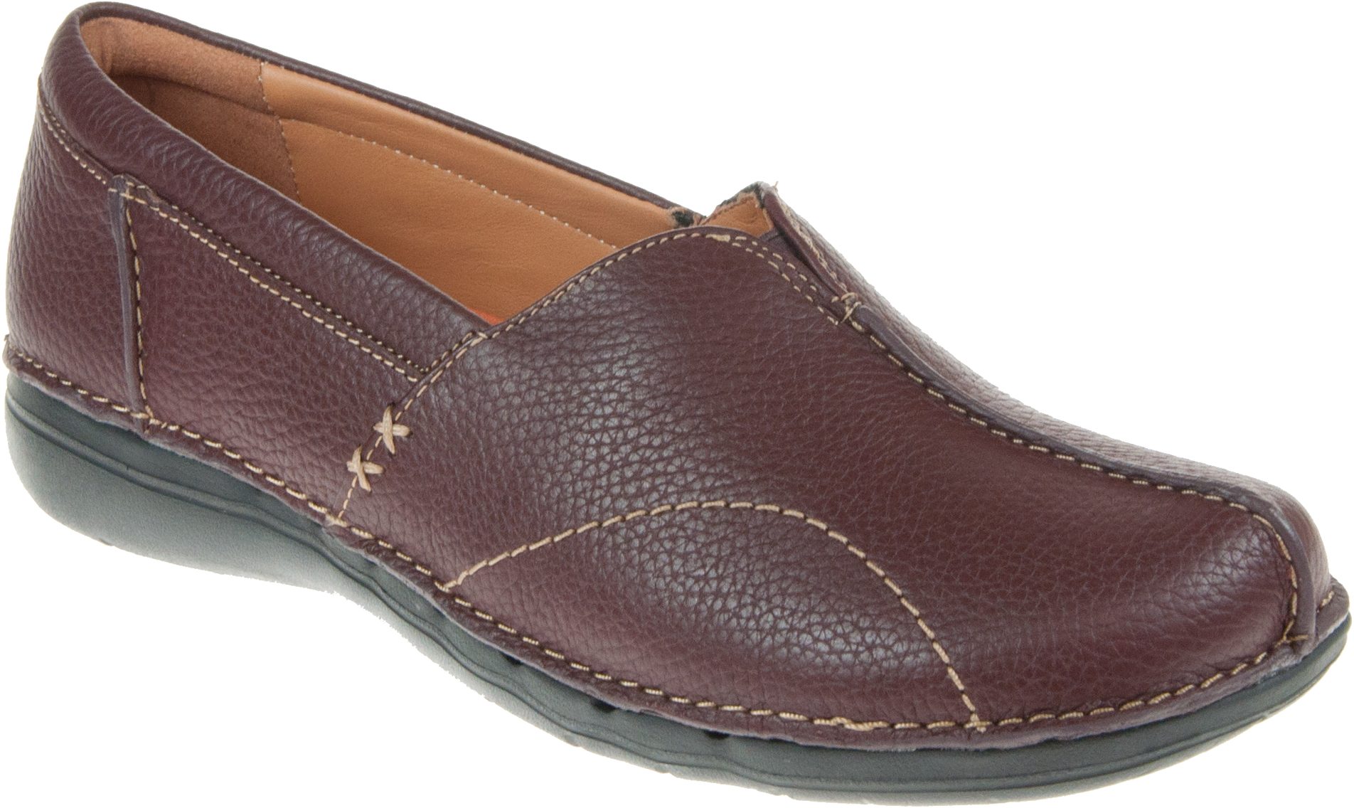 Clarks Un Loop Stride Burgundy Leather 26168705 - Everyday Shoes ...