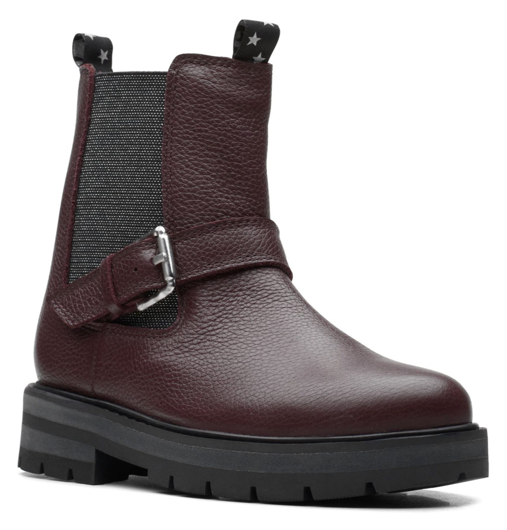 Clarks Prague River Kid Burgundy Leathe 26169212 - Girls Boots ...