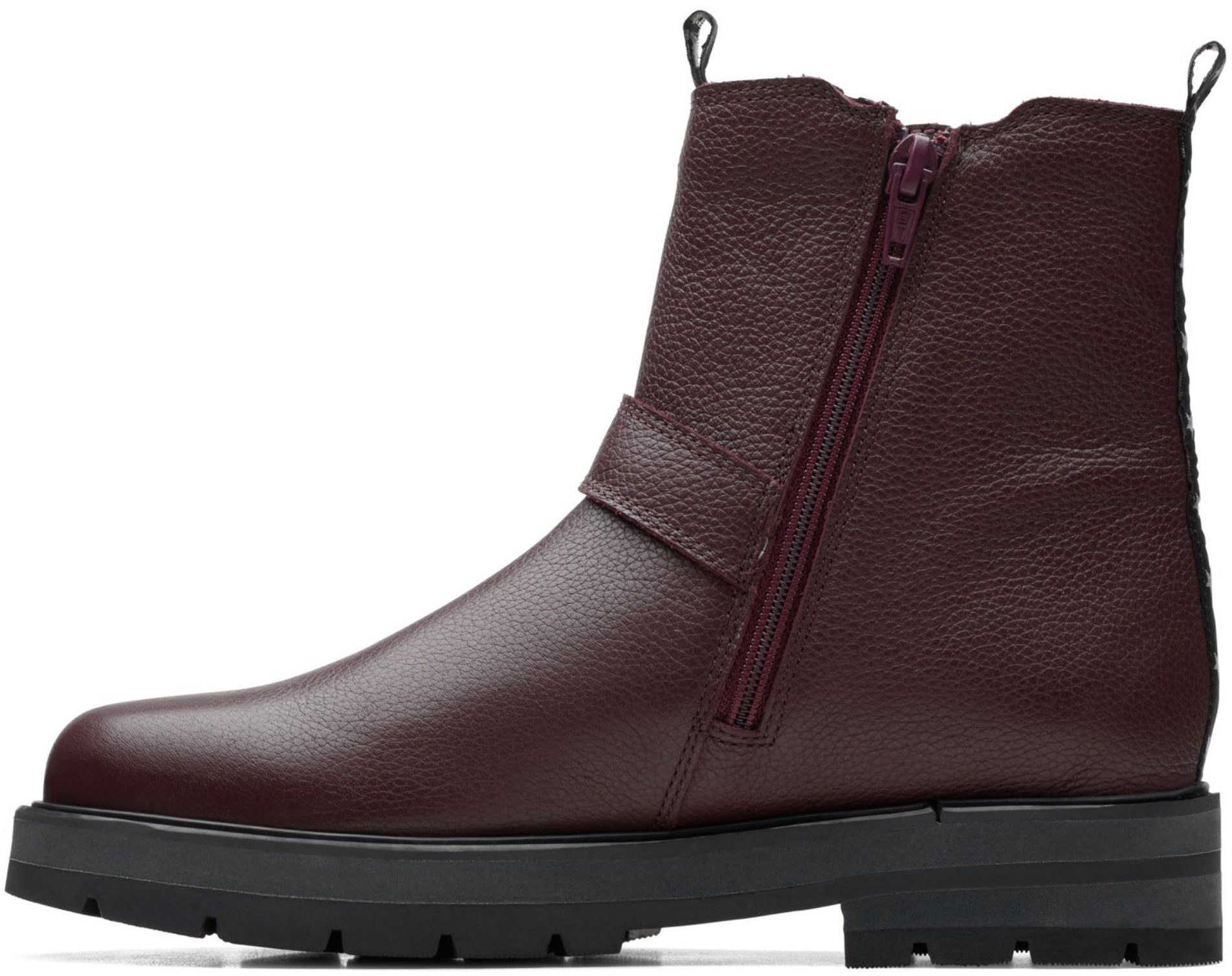 Clarks Prague River Older Burgundy Leather 26169215 - Girls Boots ...