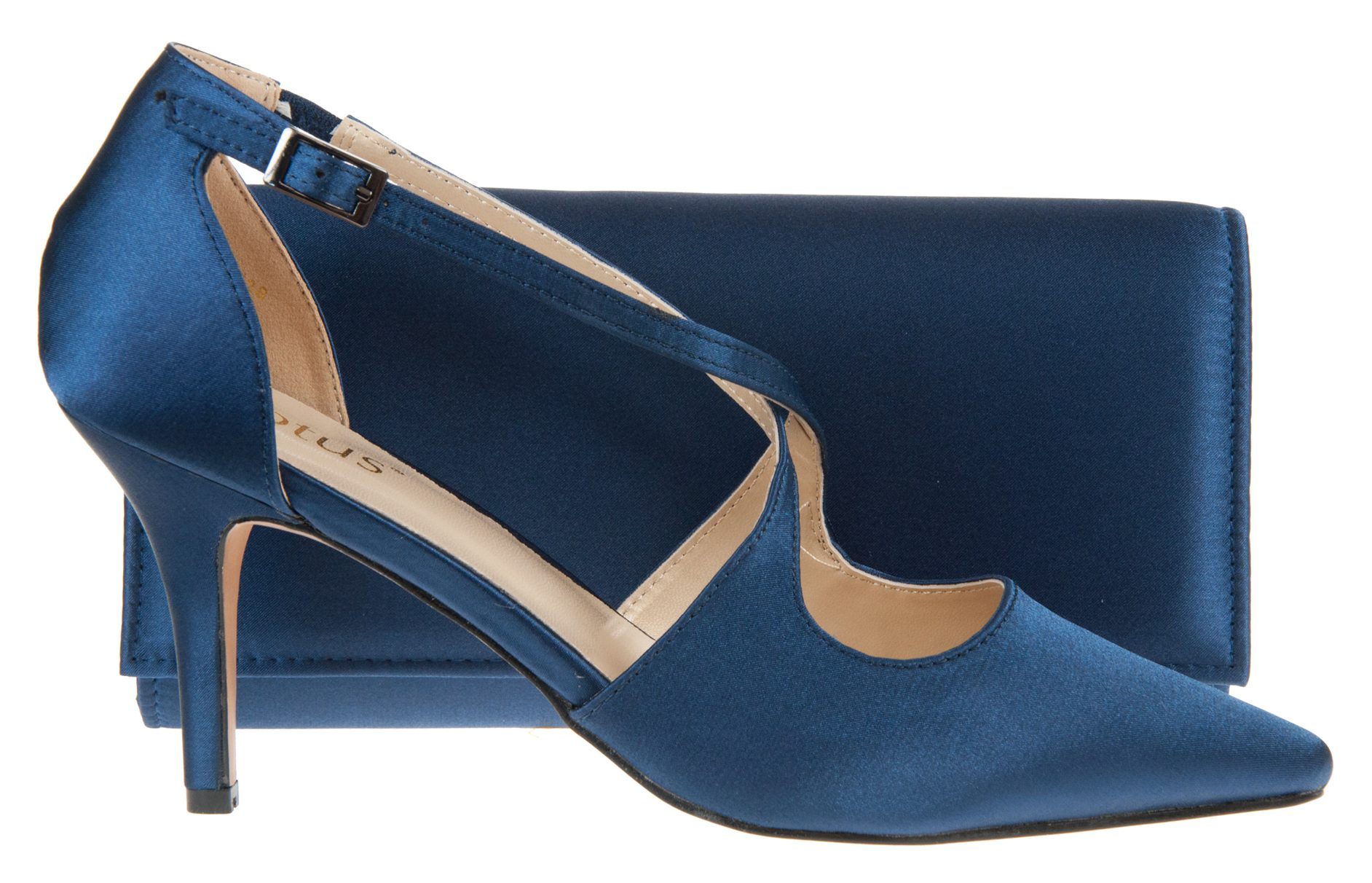 Lotus Willow Navy Satin ULS395 EH - Court Shoes - Humphries Shoes