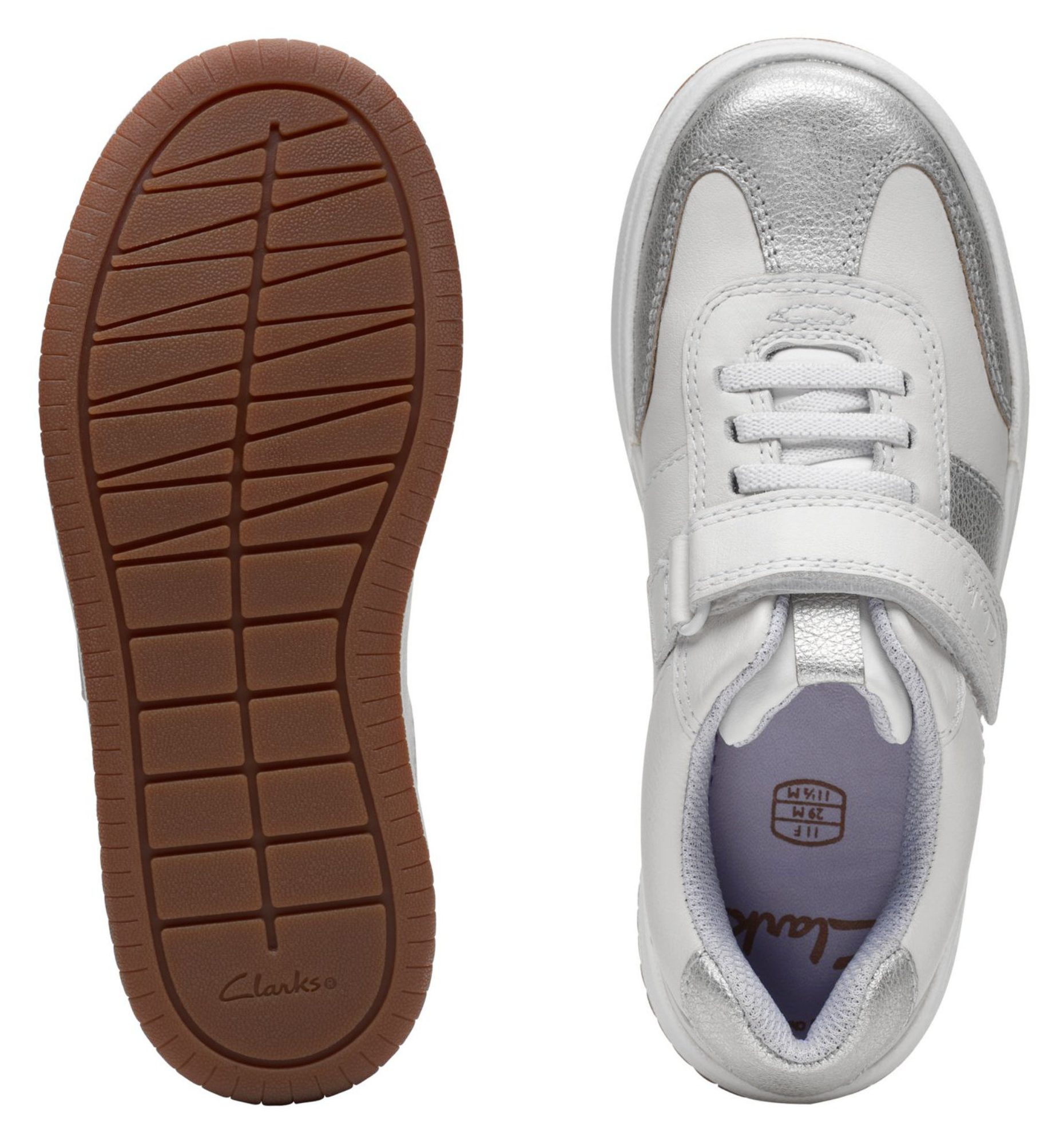 Clarks Fawn Family Kids White Metallic 26170650 - Girls Shoes ...