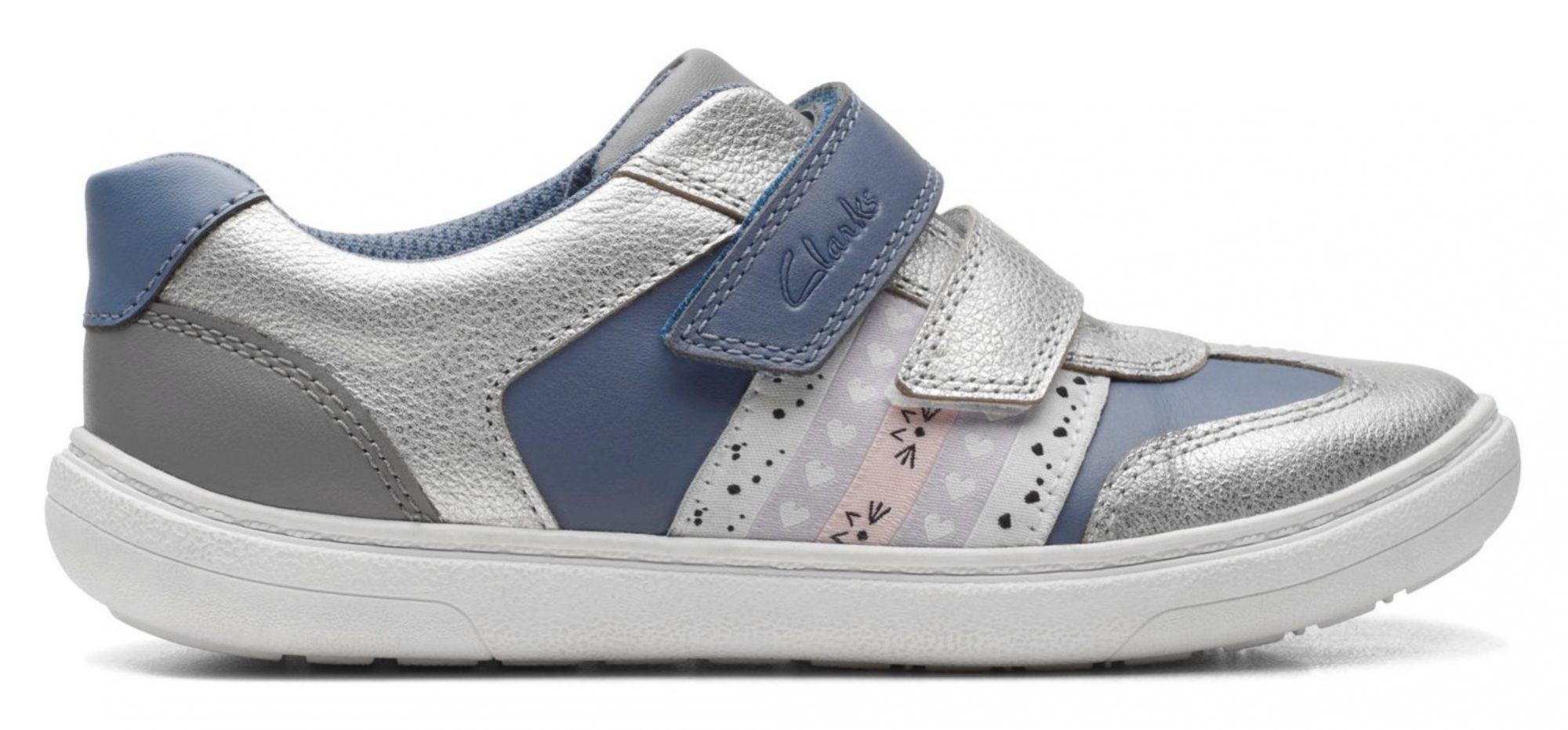 Clarks Flash Web Kids Denim Blue 26172644 - Girls Shoes - Humphries Shoes