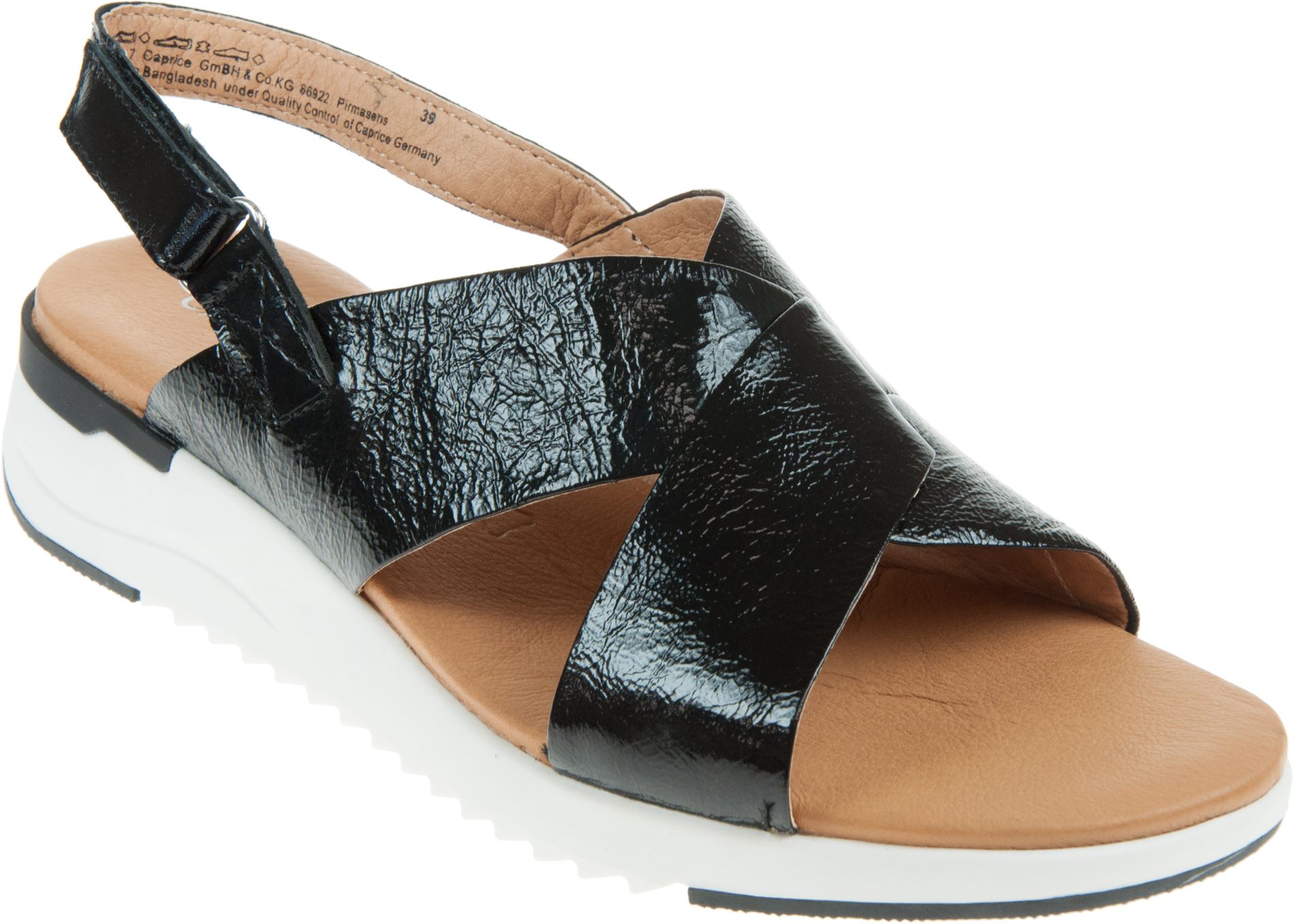 Caprice Kandy Black Naplak 28702-20 017 - Full Sandals - Humphries Shoes