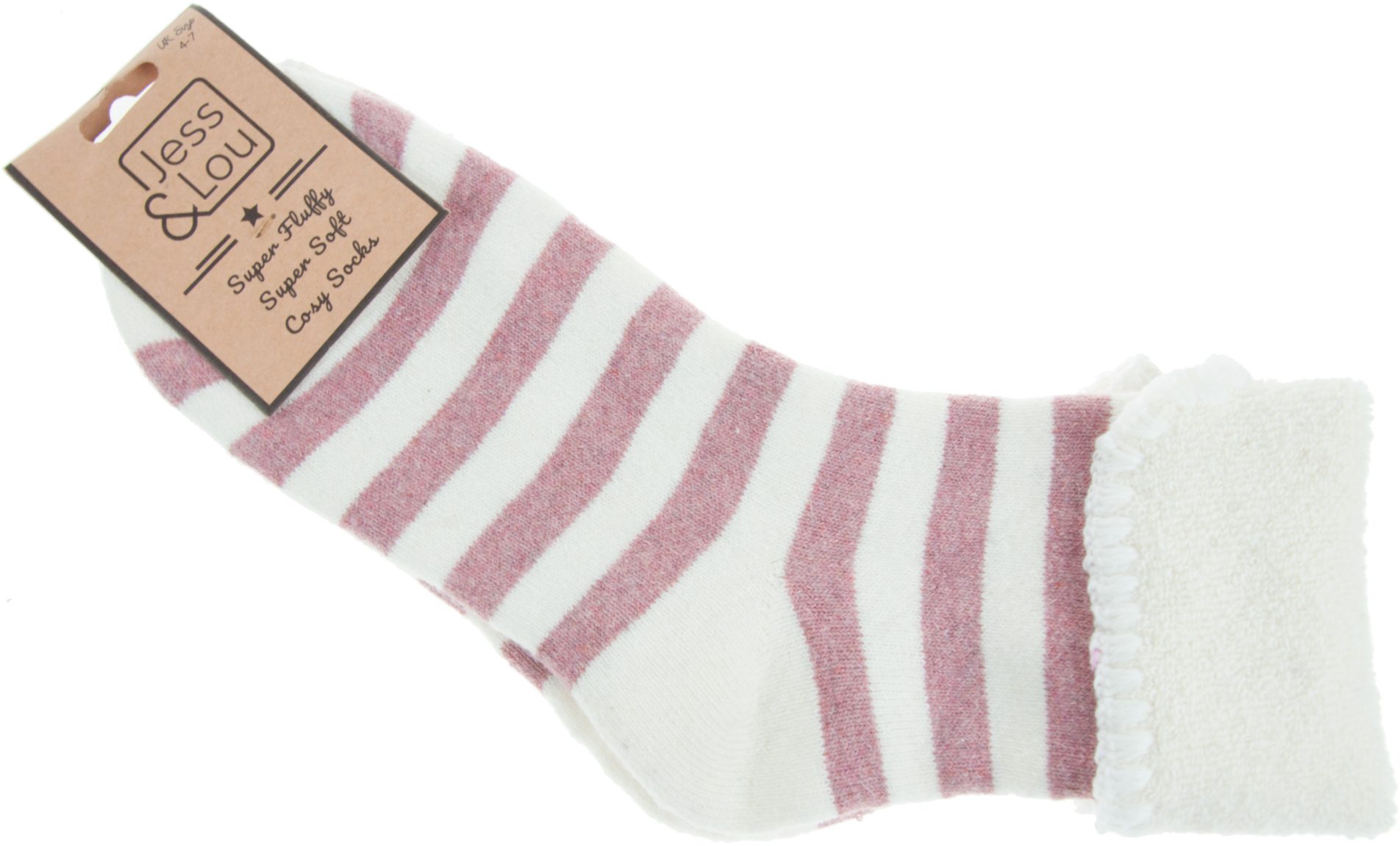 Jess & Lou Cuff Stripe Pink stripe SL171 - Socks - Humphries Shoes