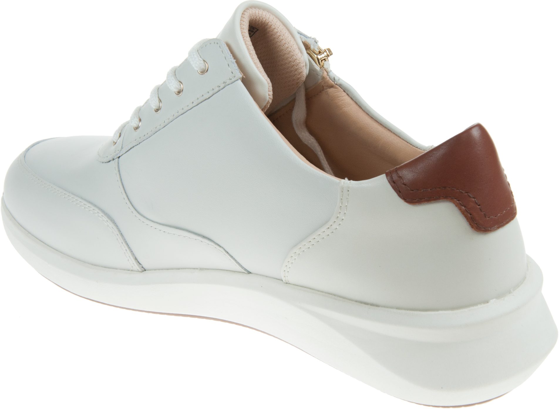 Clarks Un Rio Zip White Leather 26167372 - Everyday Shoes - Humphries Shoes