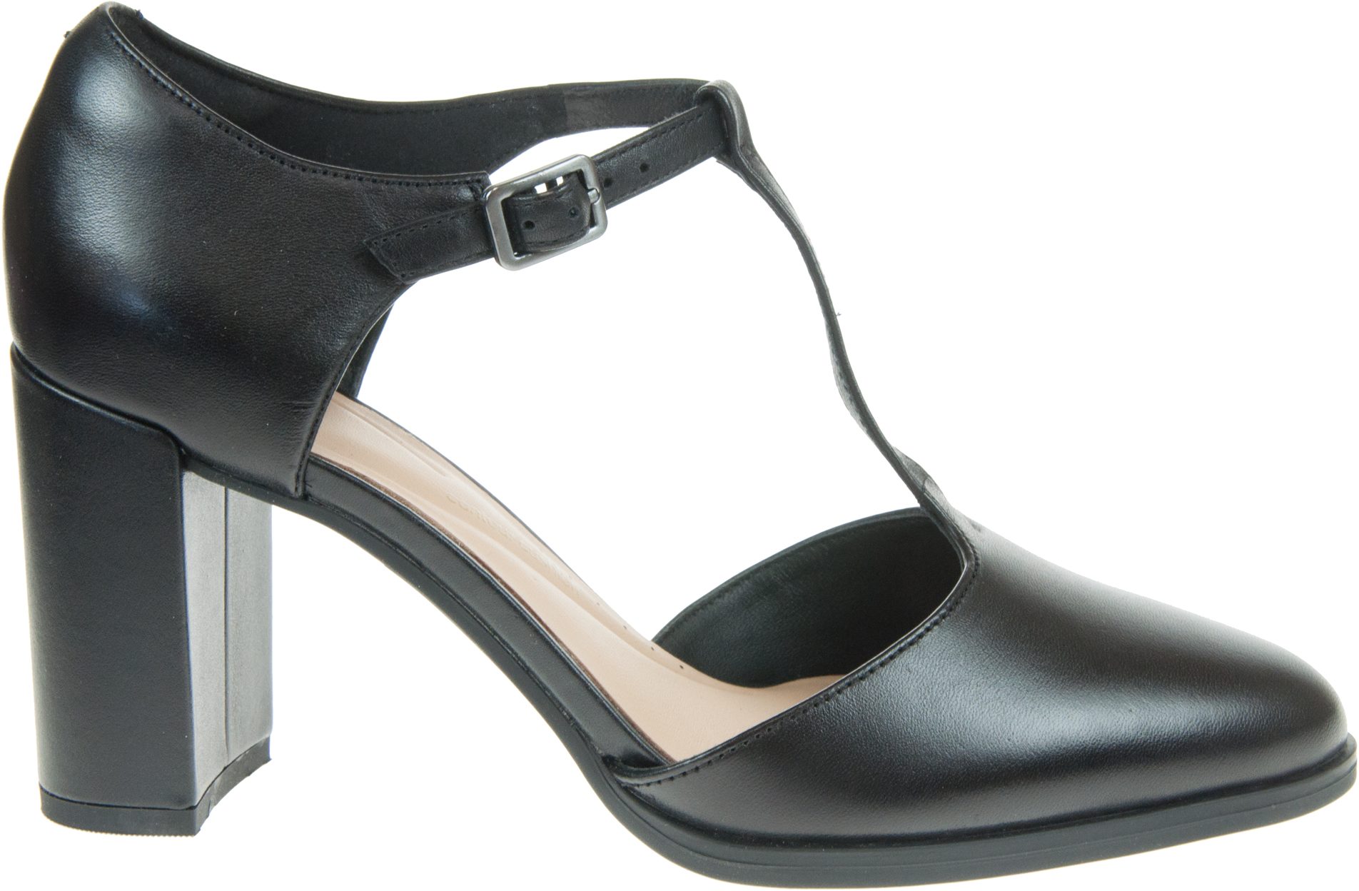 Clarks Freva85 Bar Black Leather 26171952 - Court Shoes - Humphries Shoes