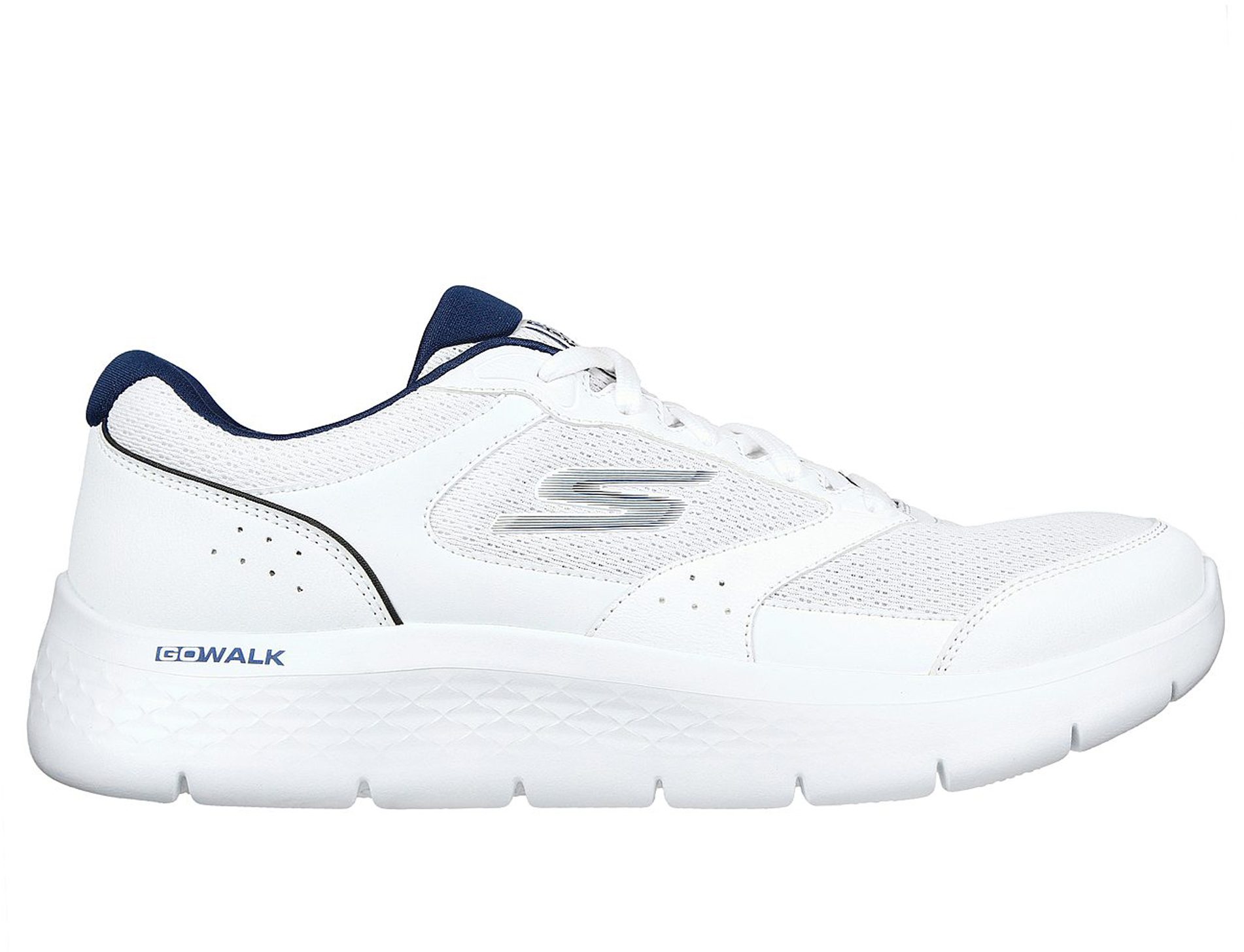 Skechers GO WALK Flex White / Navy 216480 WNV - Trainers - Humphries Shoes