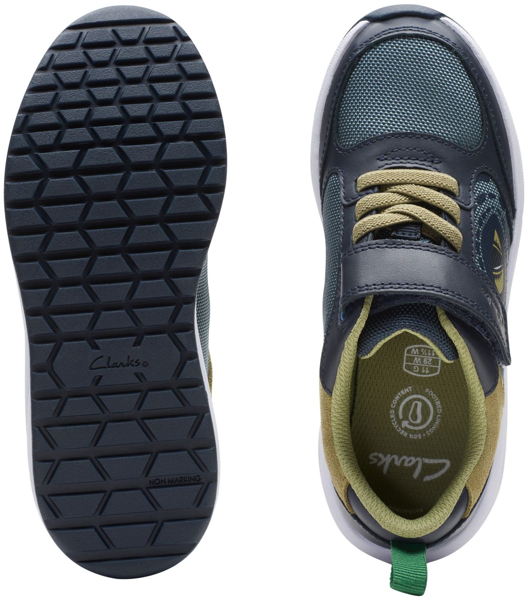 Clarks Aeon Search Kids Navy/Green 26175235 - Boys Shoes - Humphries Shoes