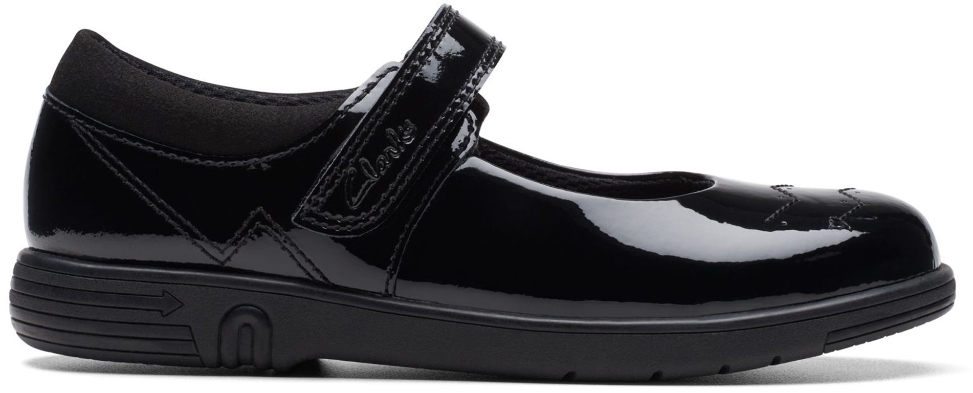Clarks Jazzy Jig Kids Black Patent 26175308 - Girls School Shoes ...