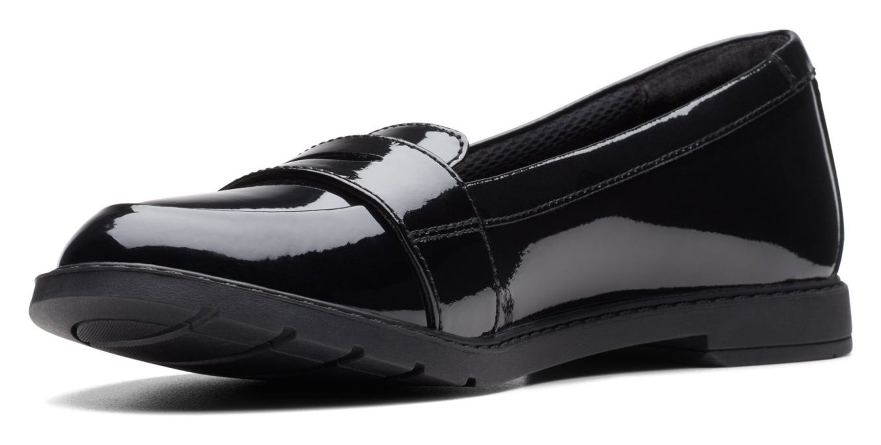 Clarks Scala Loafer Youth Black Patent 26175345 - Girls School Shoes ...