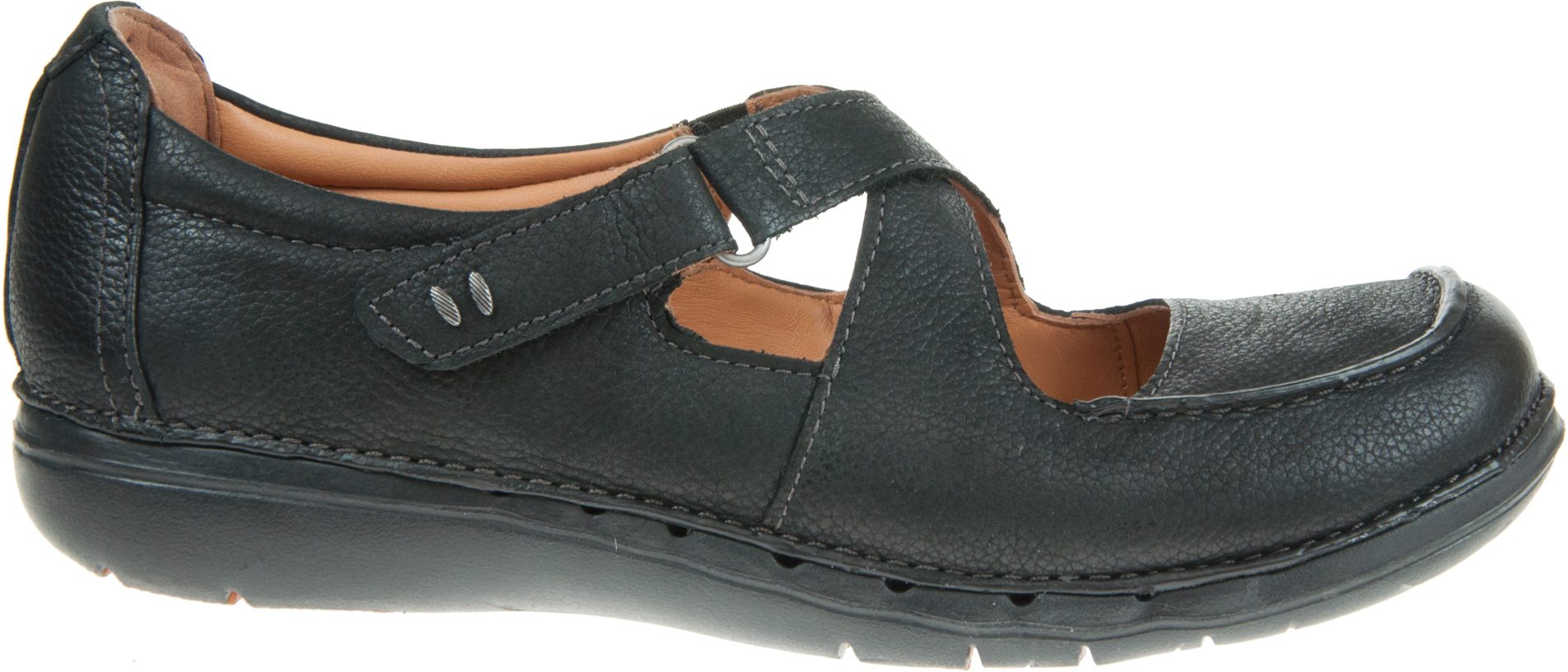 Clarks Un Loop Strap Black Leather 26174970 - Everyday Shoes ...
