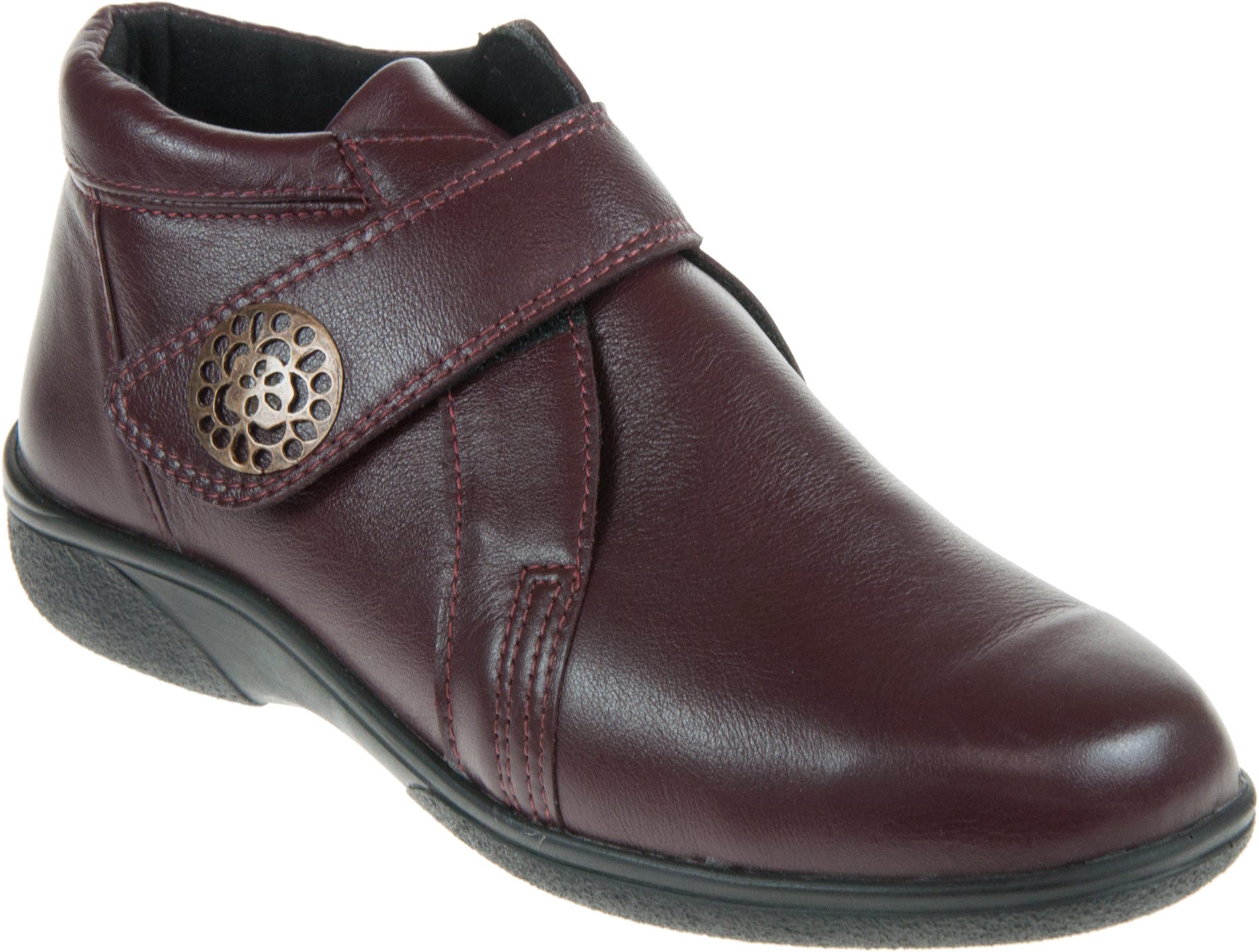 DB Easy B Shoes Fieldfare Burgundy Leather 75001R - Ankle Boots ...