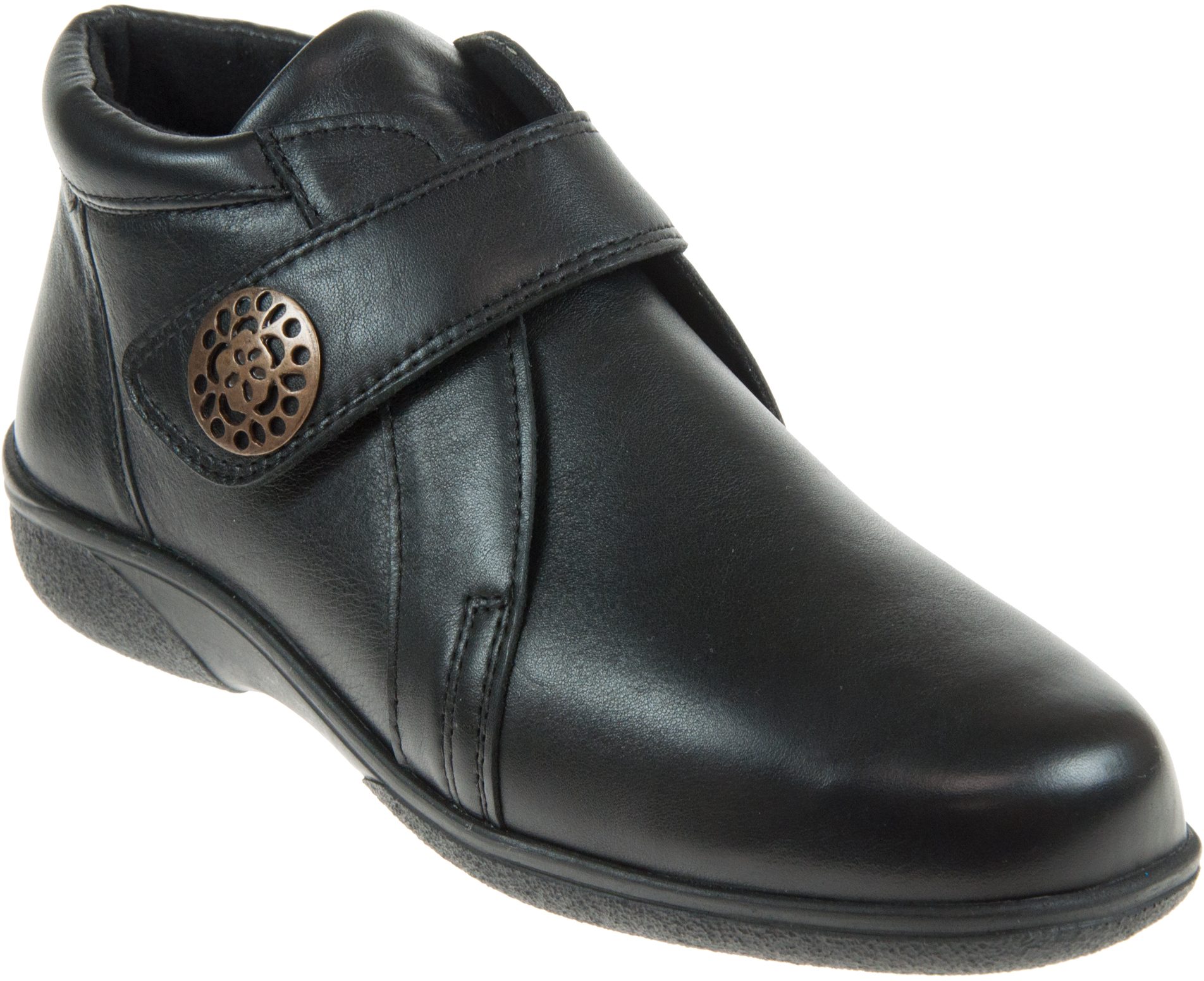 DB Easy B Shoes Fieldfare Black Leather 75001A - Ankle Boots ...