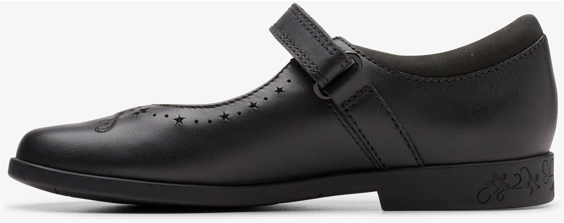 Clarks Lock Magic Kids Black Leather 26176489 - Girls School Shoes ...