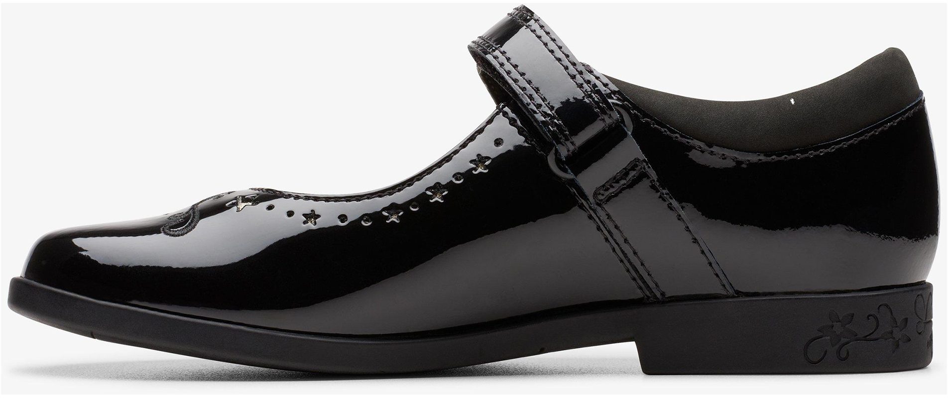 Clarks Lock Magic Kids Black Patent 26176490 - Girls School Shoes ...