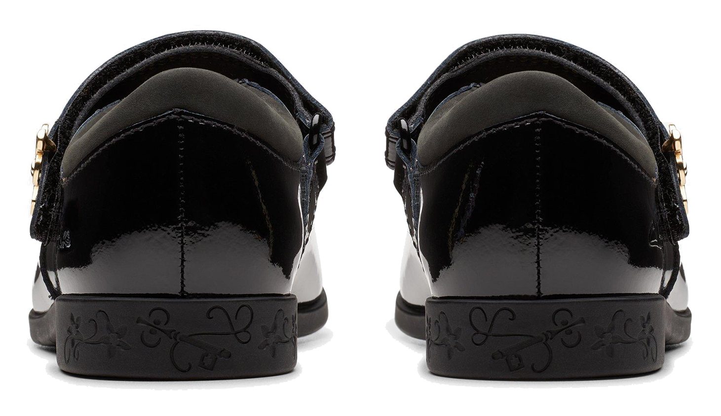 Clarks Lock Magic Kids Black Patent 26176490 - Girls School Shoes ...