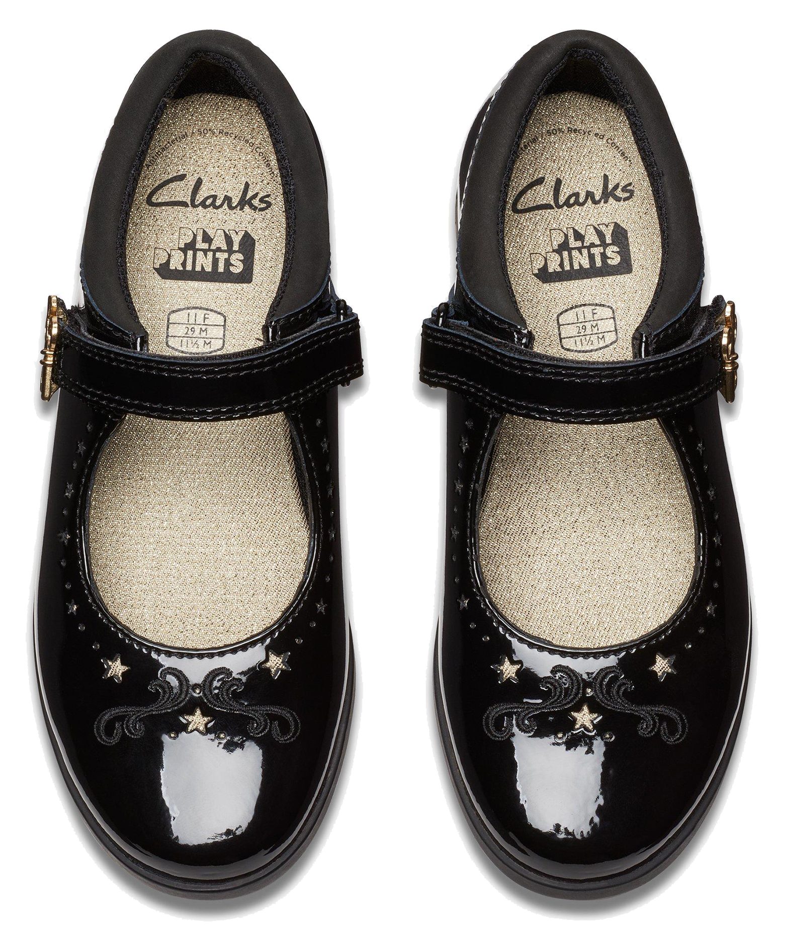 Clarks Lock Magic Kids Black Patent 26176490 - Girls School Shoes ...