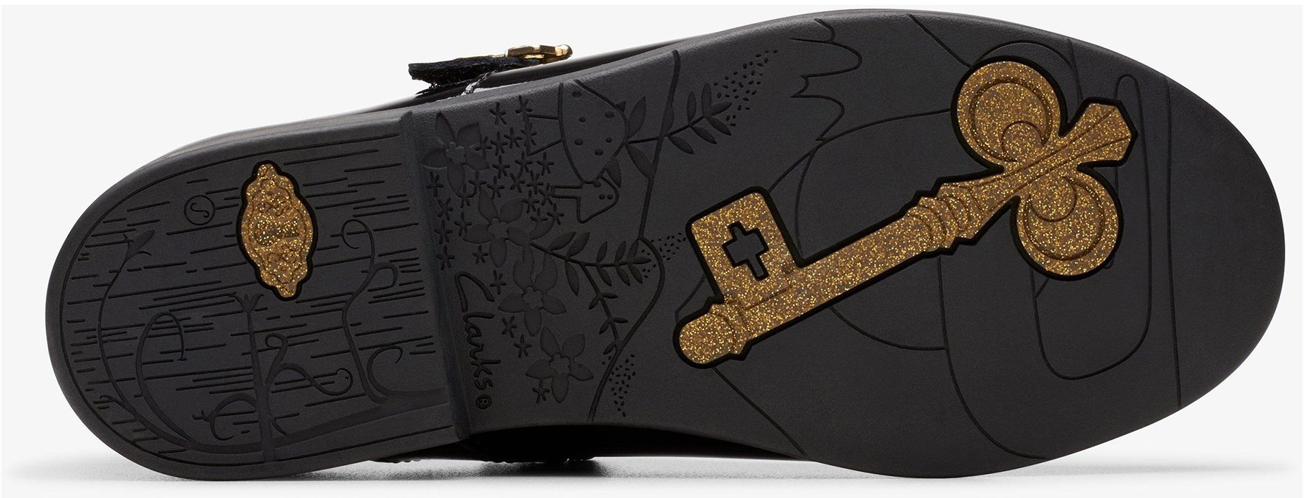 Clarks Lock Magic Kids Black Patent 26176490 - Girls School Shoes ...