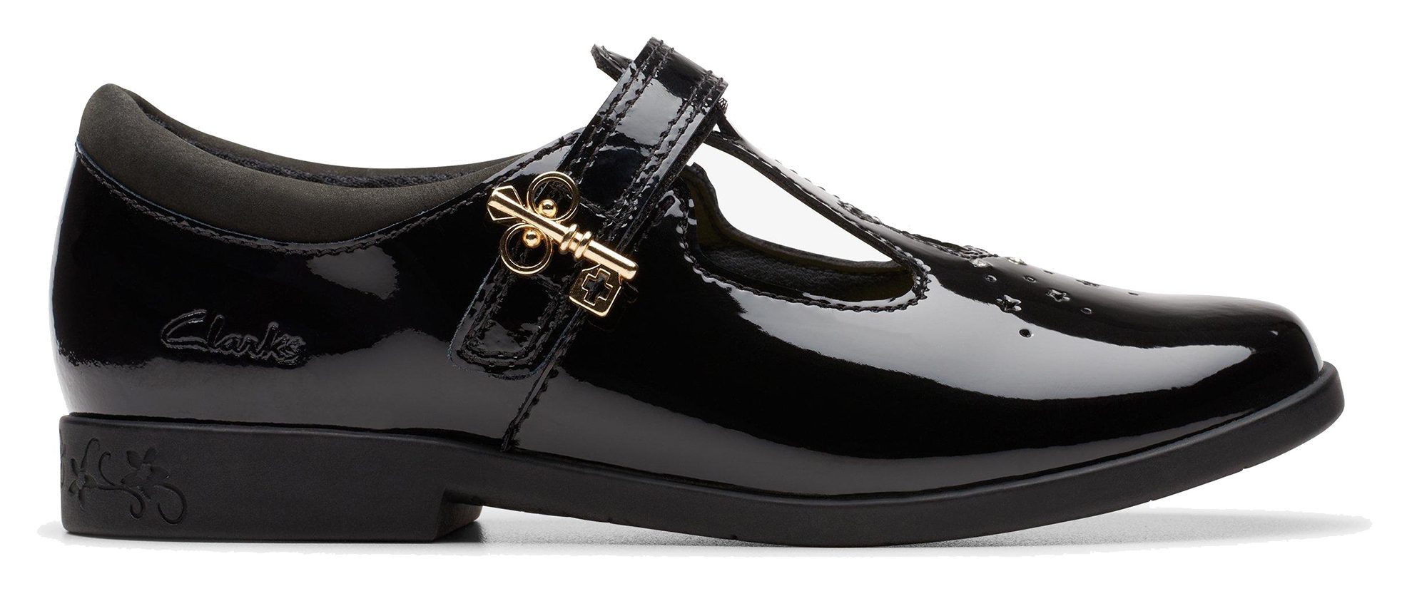 Clarks Lock Shine Kids Black Patent 26176493 - Girls School Shoes ...