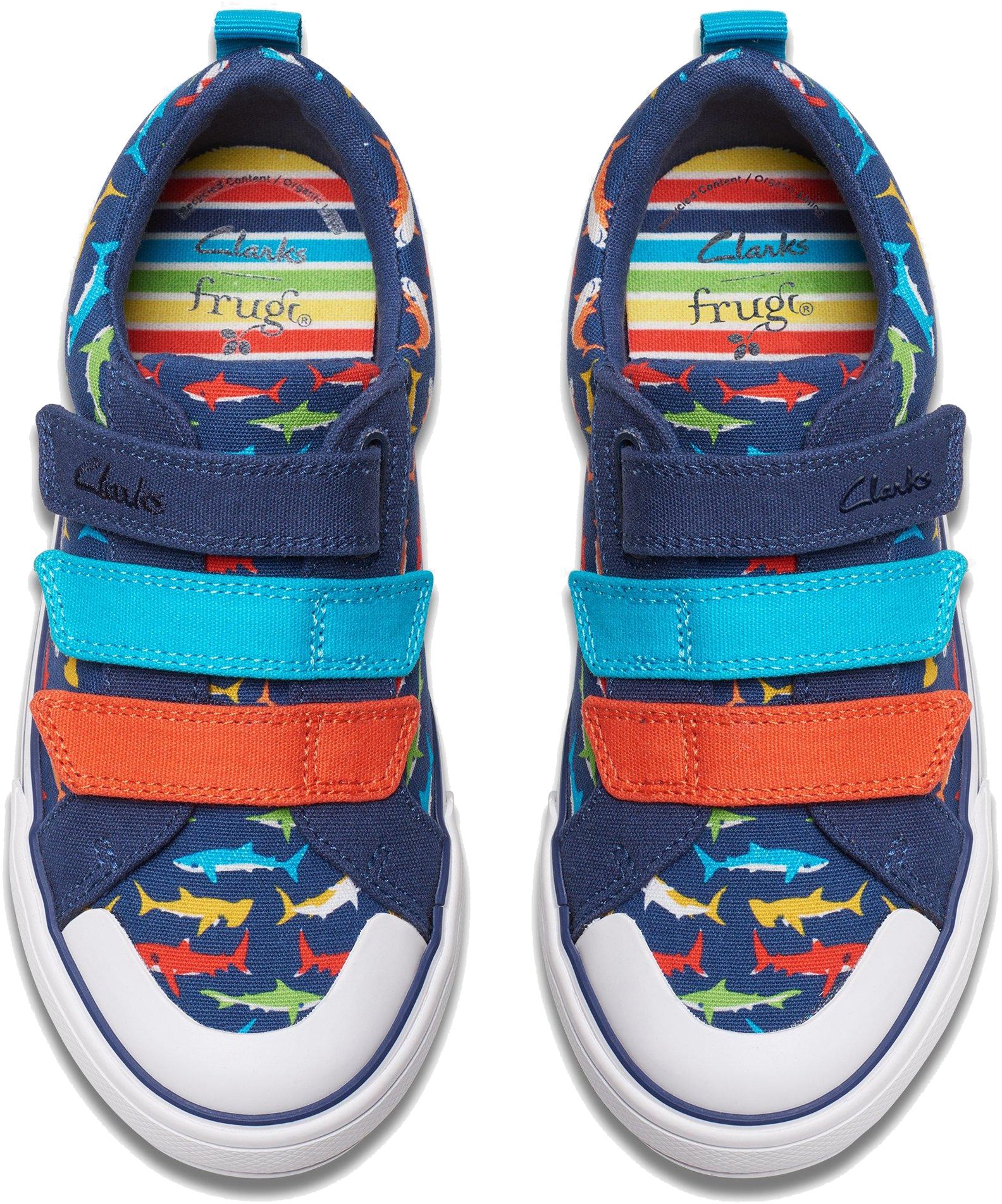 Clarks Foxing Split Kids Navy Print 26176500 - Boys Shoes - Humphries Shoes
