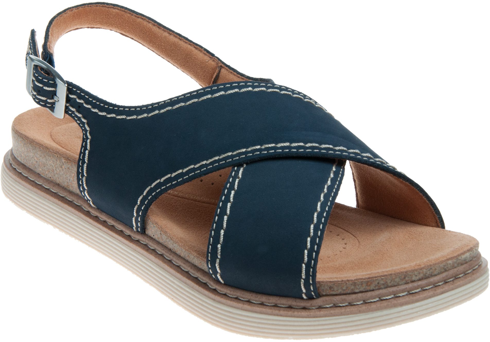 Clarks Arwell Sling Navy Nubuck 26177585 - Full Sandals - Humphries Shoes