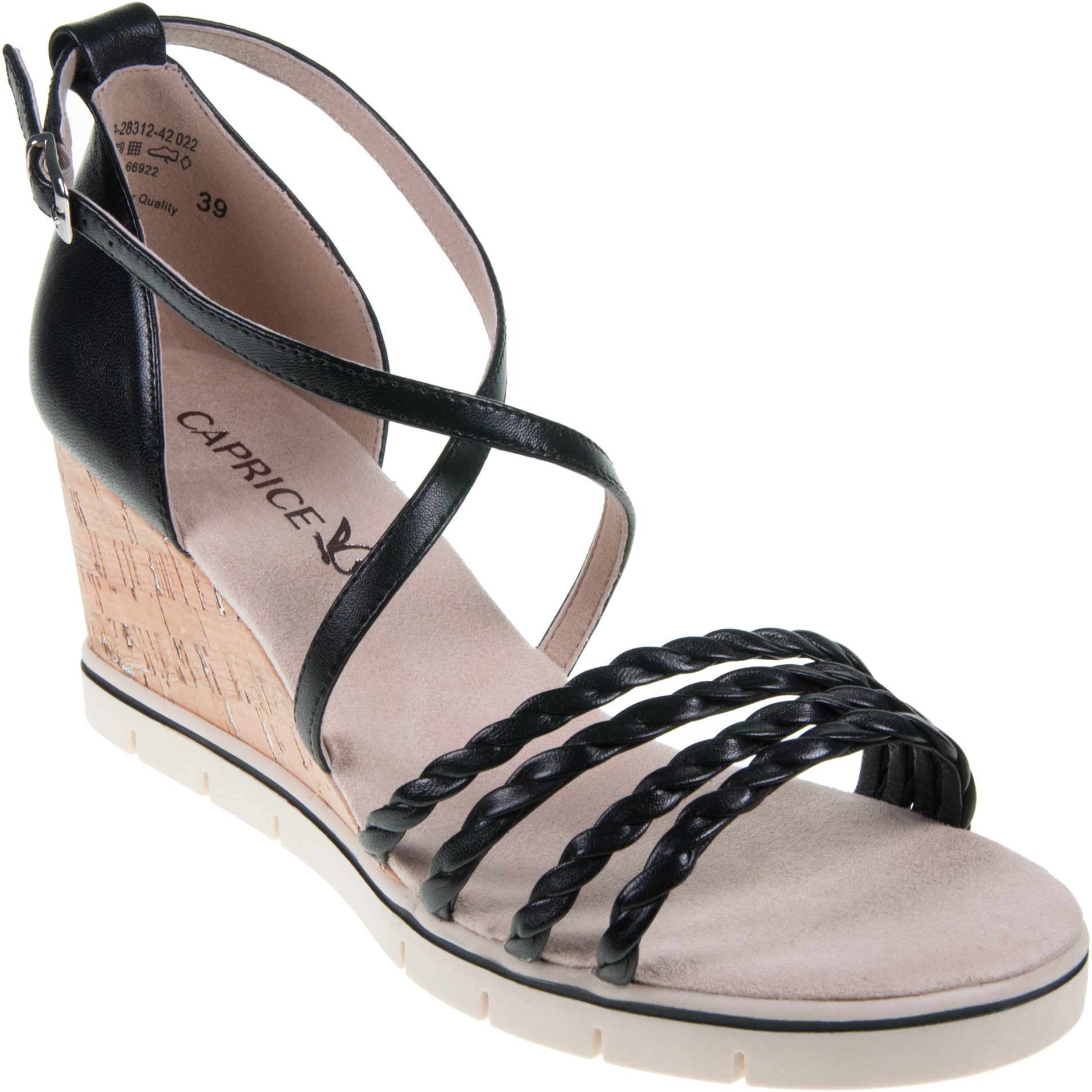 Caprice 28312-42 Valeria Black Nappa 28312-42 022 - Full Sandals ...