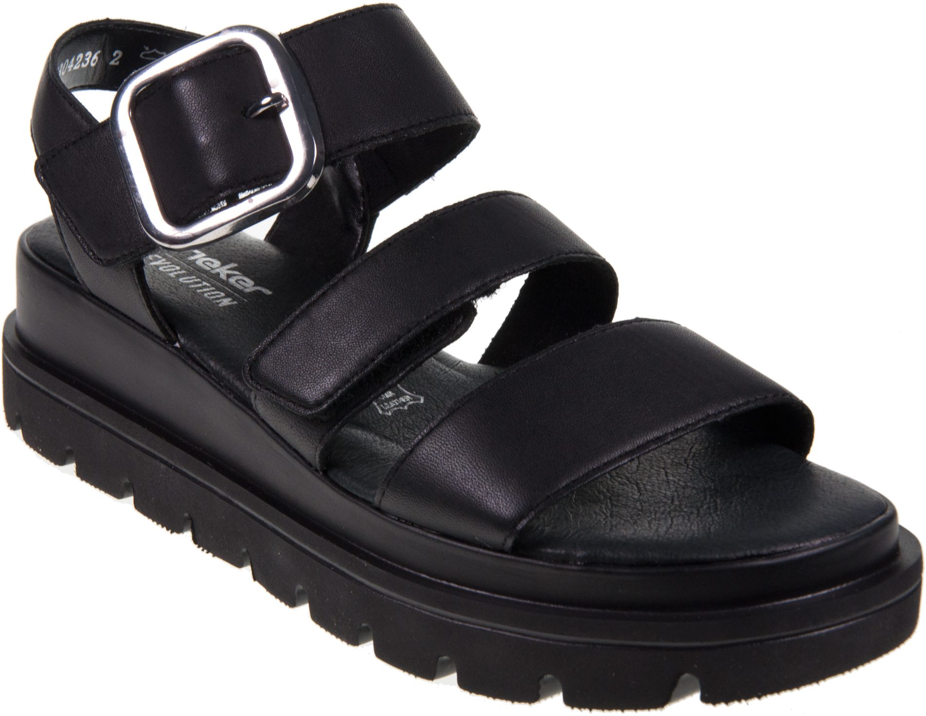 Rieker W1650 Ivory Black W1650-00 - Full Sandals - Humphries Shoes