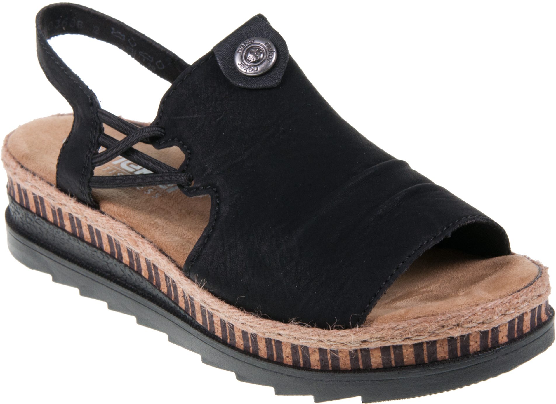 Rieker V7972 Regina Black V7972-00 - Full Sandals - Humphries Shoes