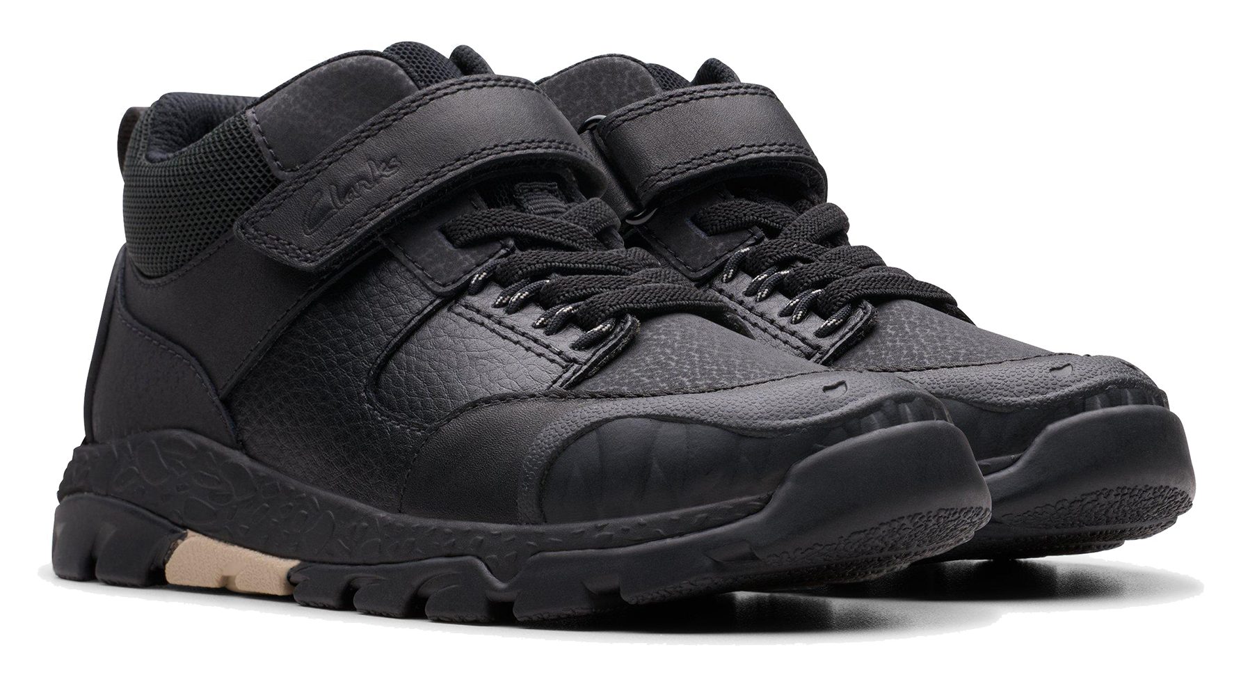 Clarks Steggy2 Glow Kids Black Leather 26179021 - Boys School Shoes ...